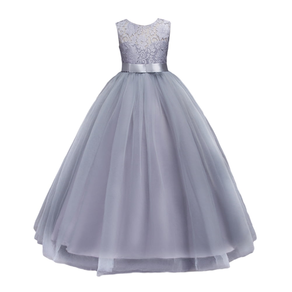 Girls Lace Dress Long A Line Tulle Wedding Pageant Party Prom Dresses ...