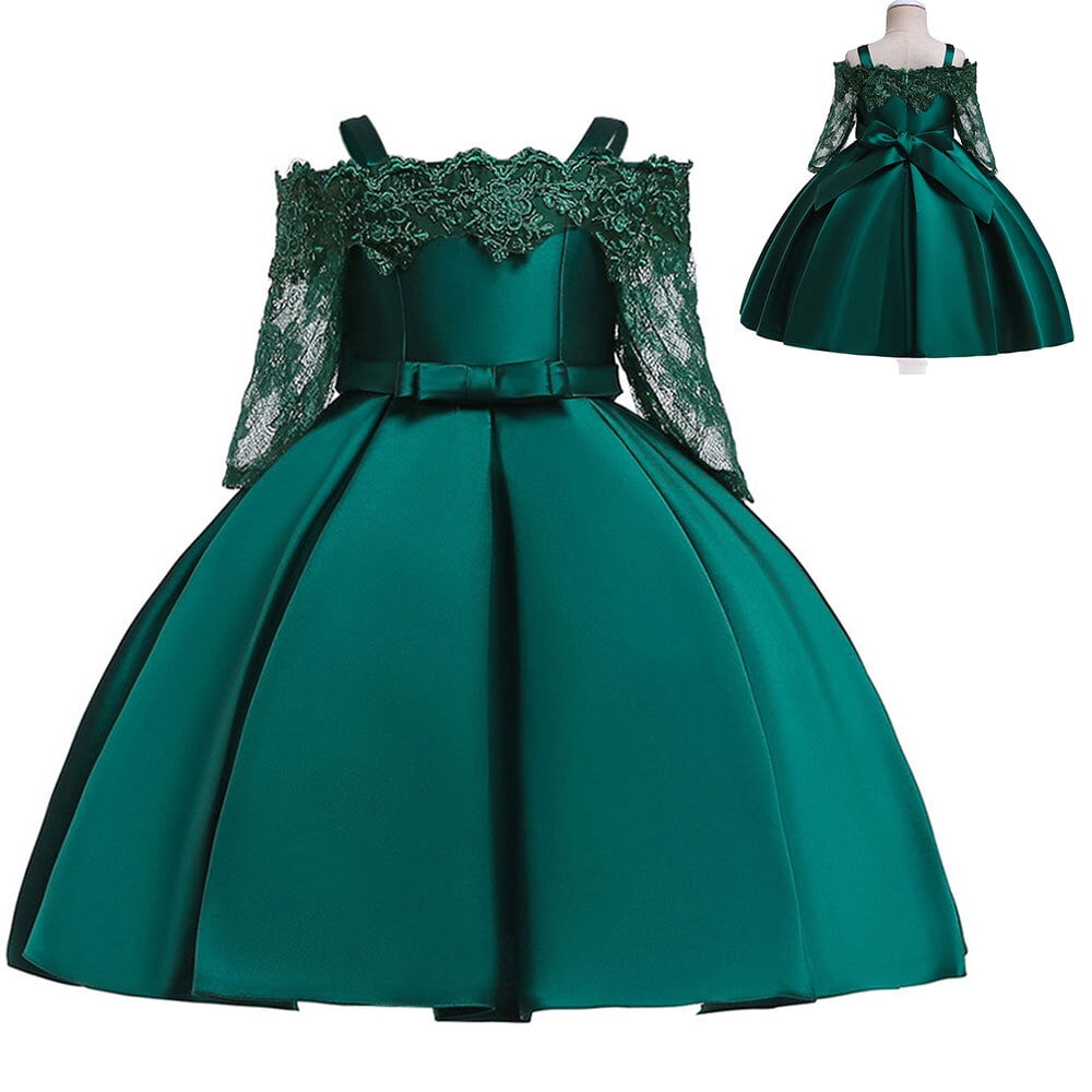 Girls Lace Dress Off Shoulder Flower Girls Princess Dress for Wedding ...