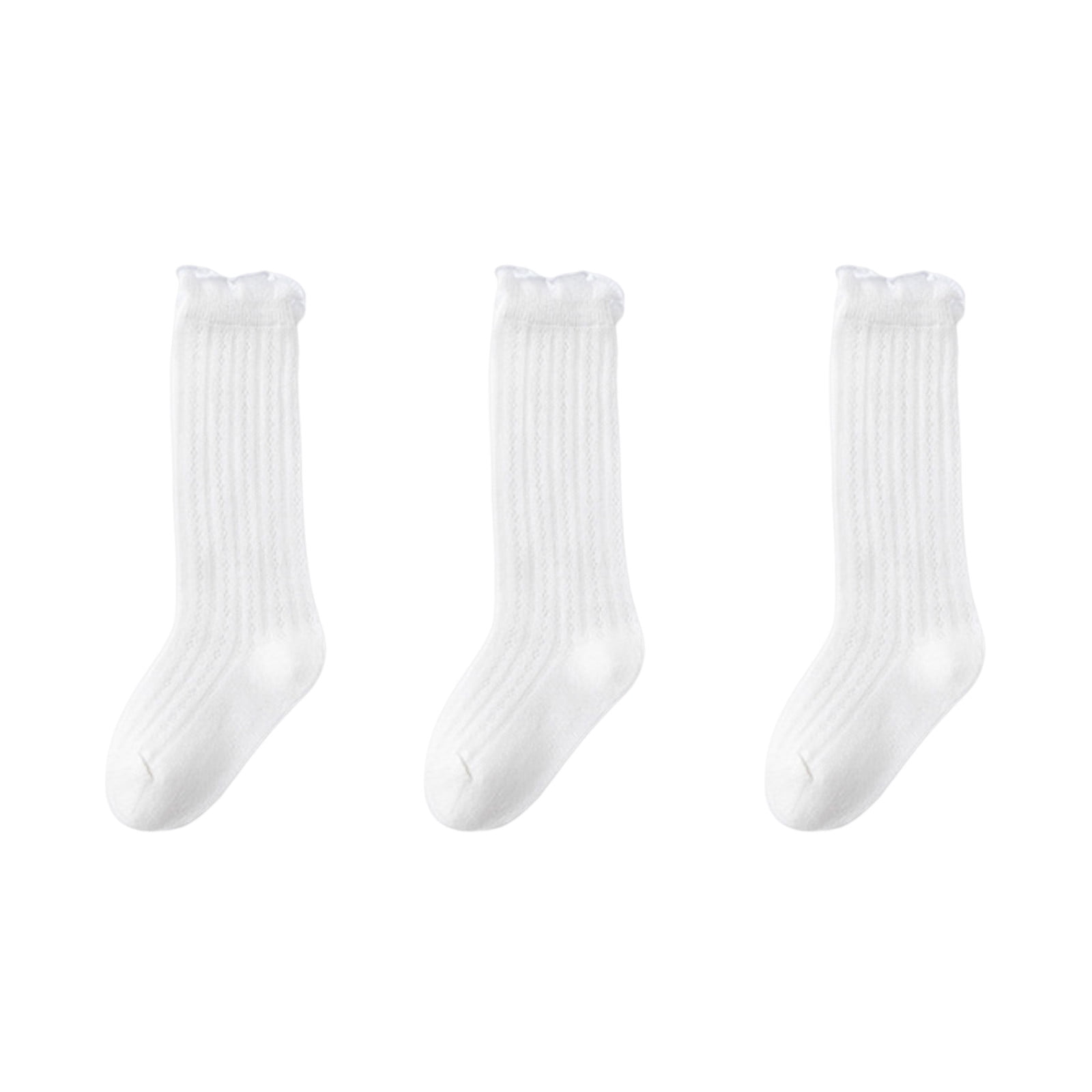 Girls' Lace Ruffle Knee-High Socks - 3-Pack Breathable Mesh Stockings ...