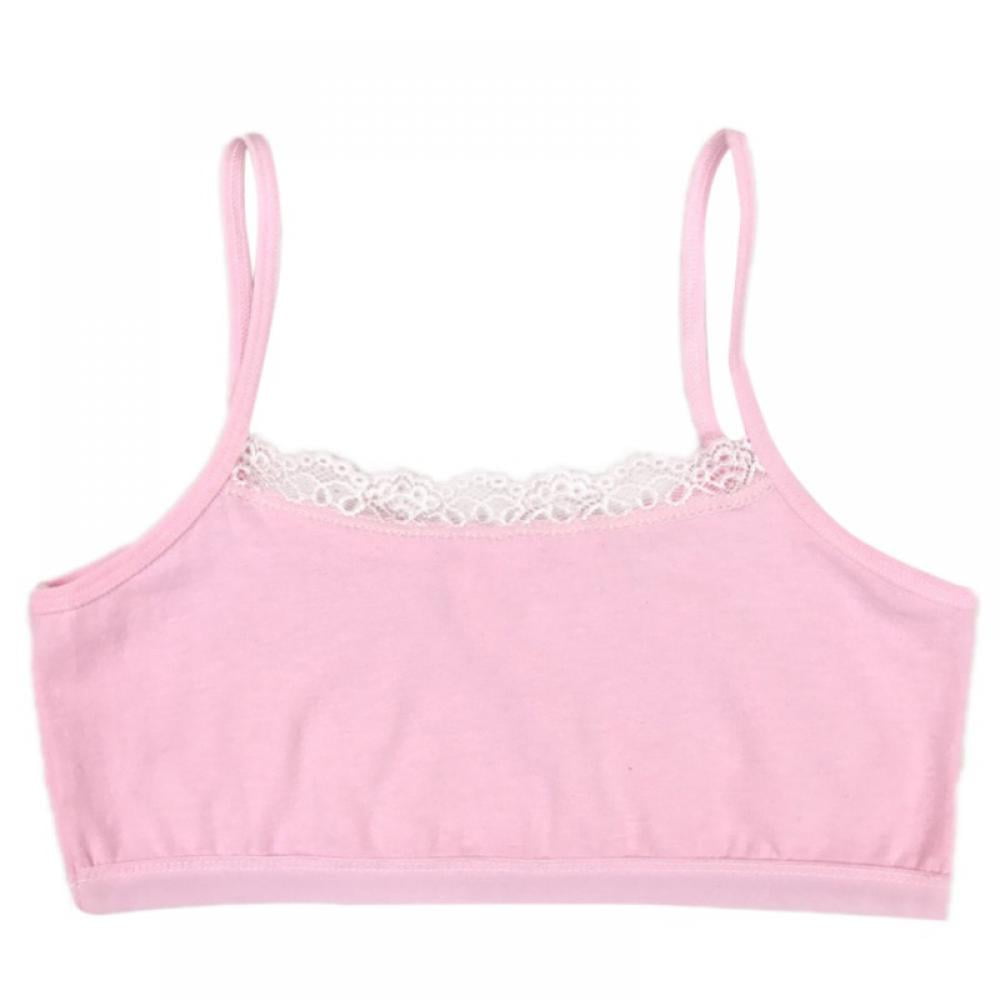 Girls Lace Training Bra Beginner Bralette Non Pads Cotton Crop Tops ...