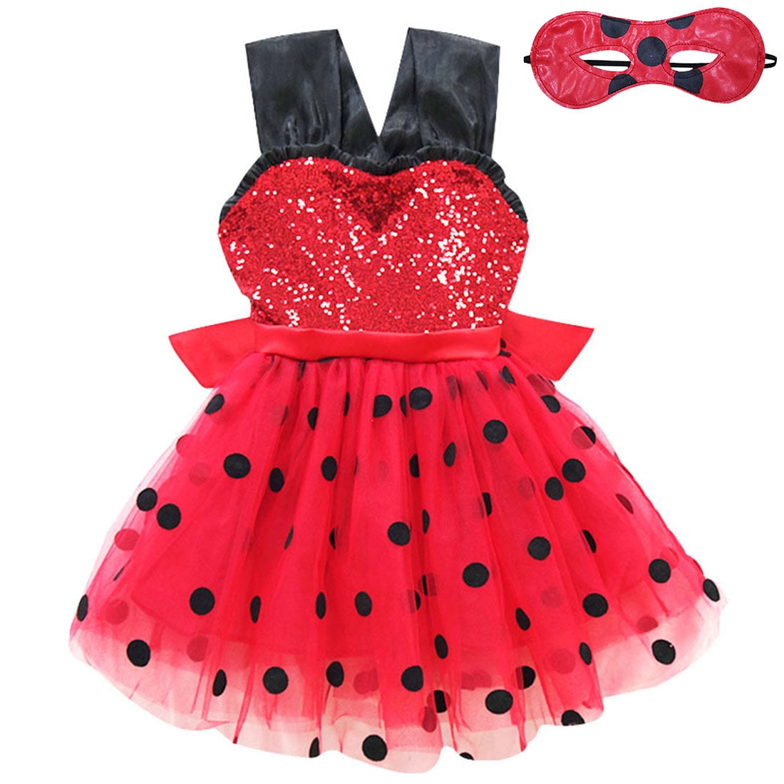 Girls Ladybug Costume Tutu Dress Halloween Christmas Fancy Dress Outfit ...