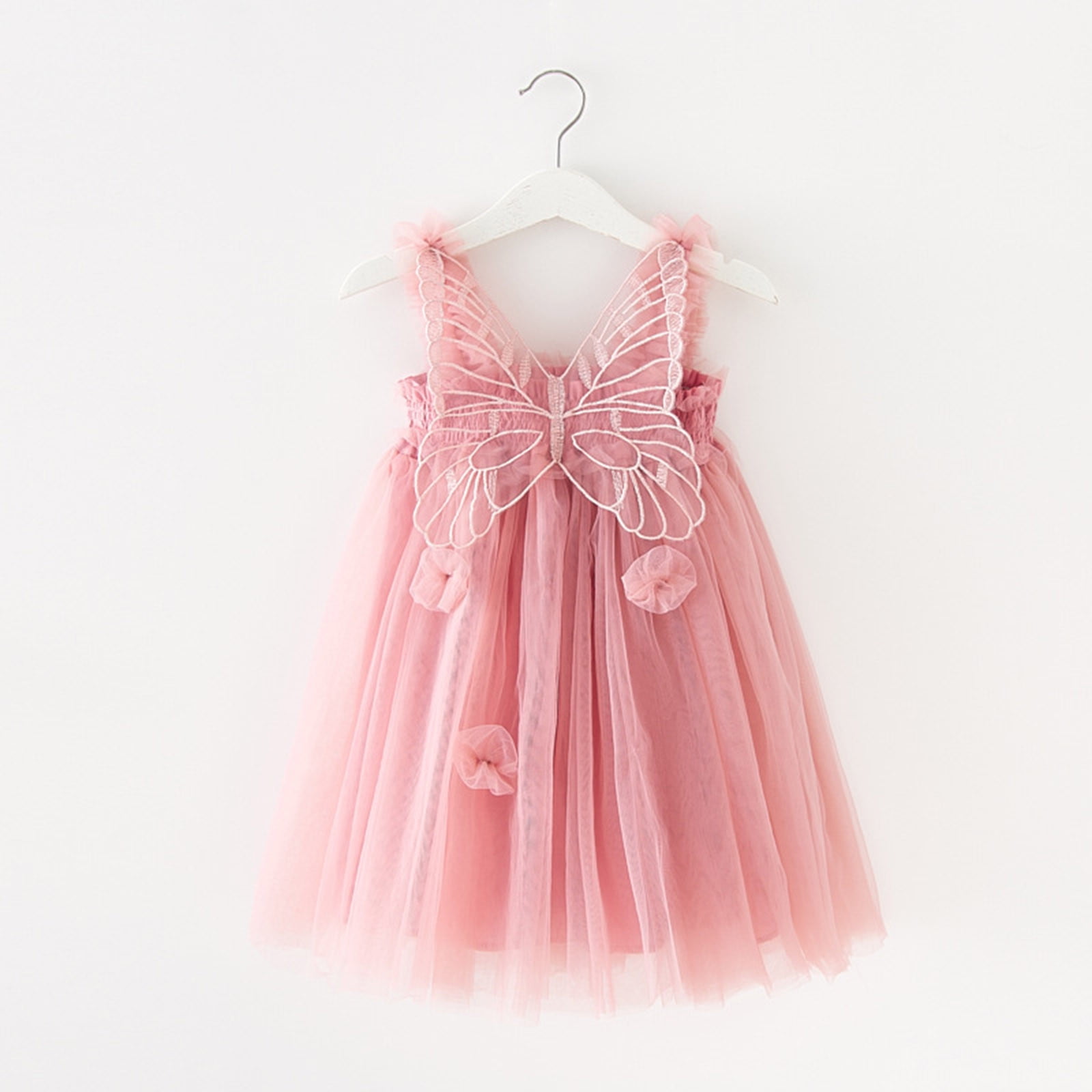 Girls Layered Tulle Dress A-Line Pink Dress for Girls Sleeveless ...