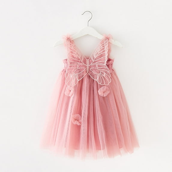Girls Layered Tulle Dress A-Line Pink Dress for Girls Sleeveless ...