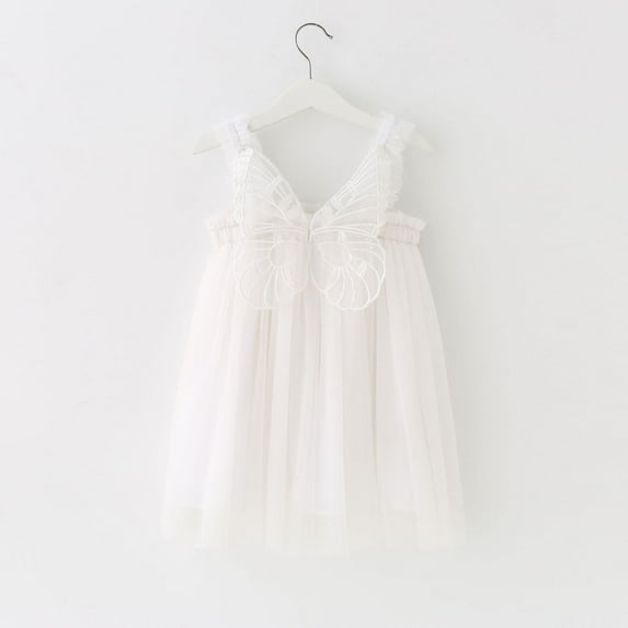 Girls Layered Tulle Dress A-Line White Dresses for Girls Sleeveless ...