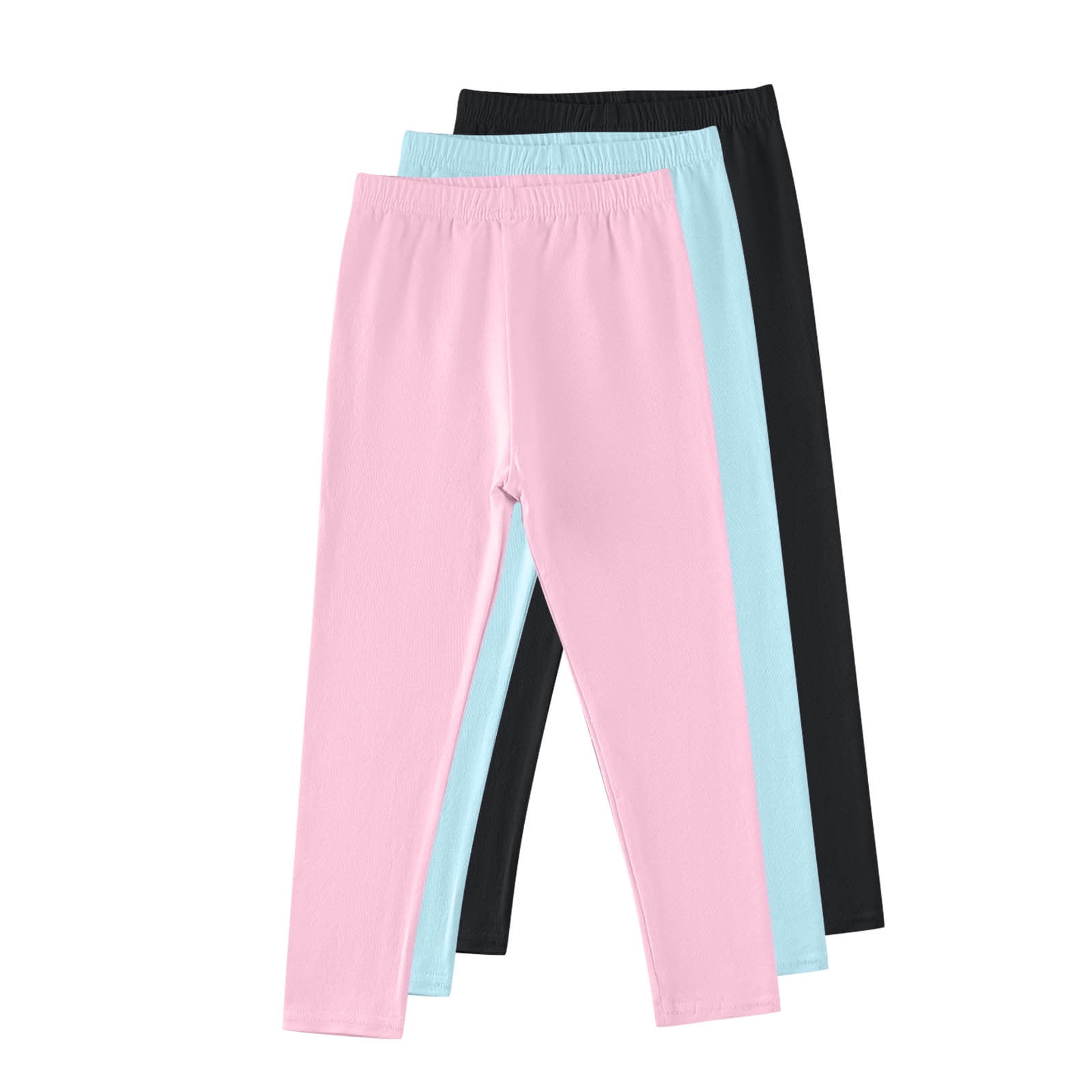 Girls' Leggings Multipacks, 3 Pack Soft Cotton Elastic High Waist ...