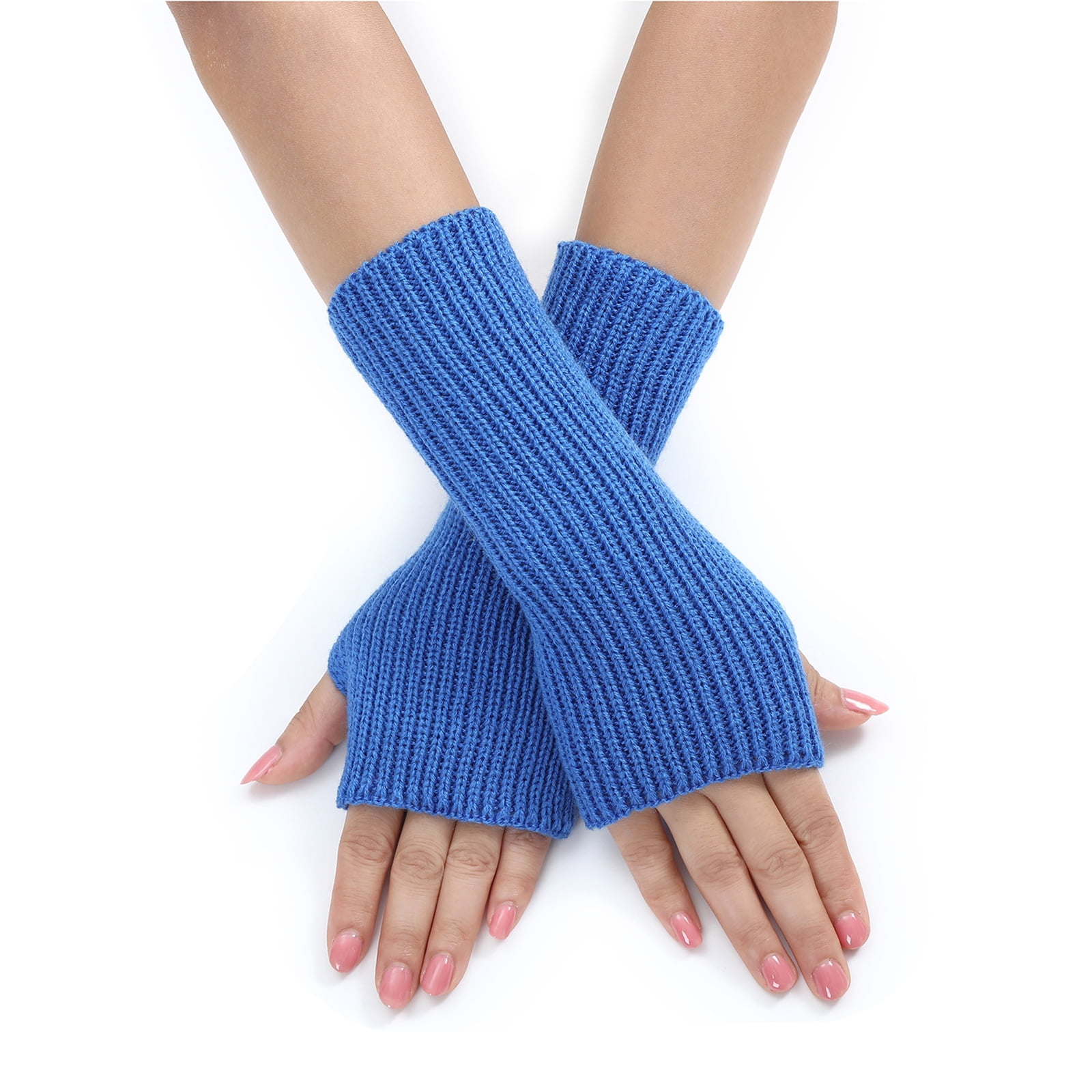 Girls Lengthen Wrist Gloves Crochet Fingerless Gloves Half Finger Keep ...