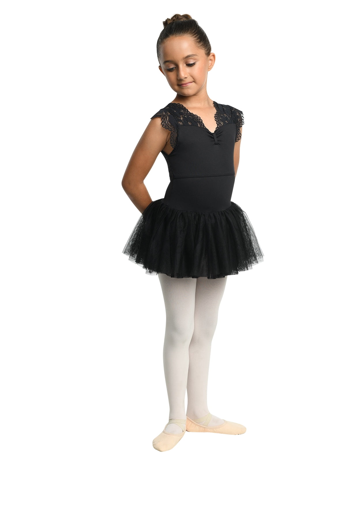 Girls Leotard Dress by Danz N Motion Lace Bow Back 23204C - Walmart.com