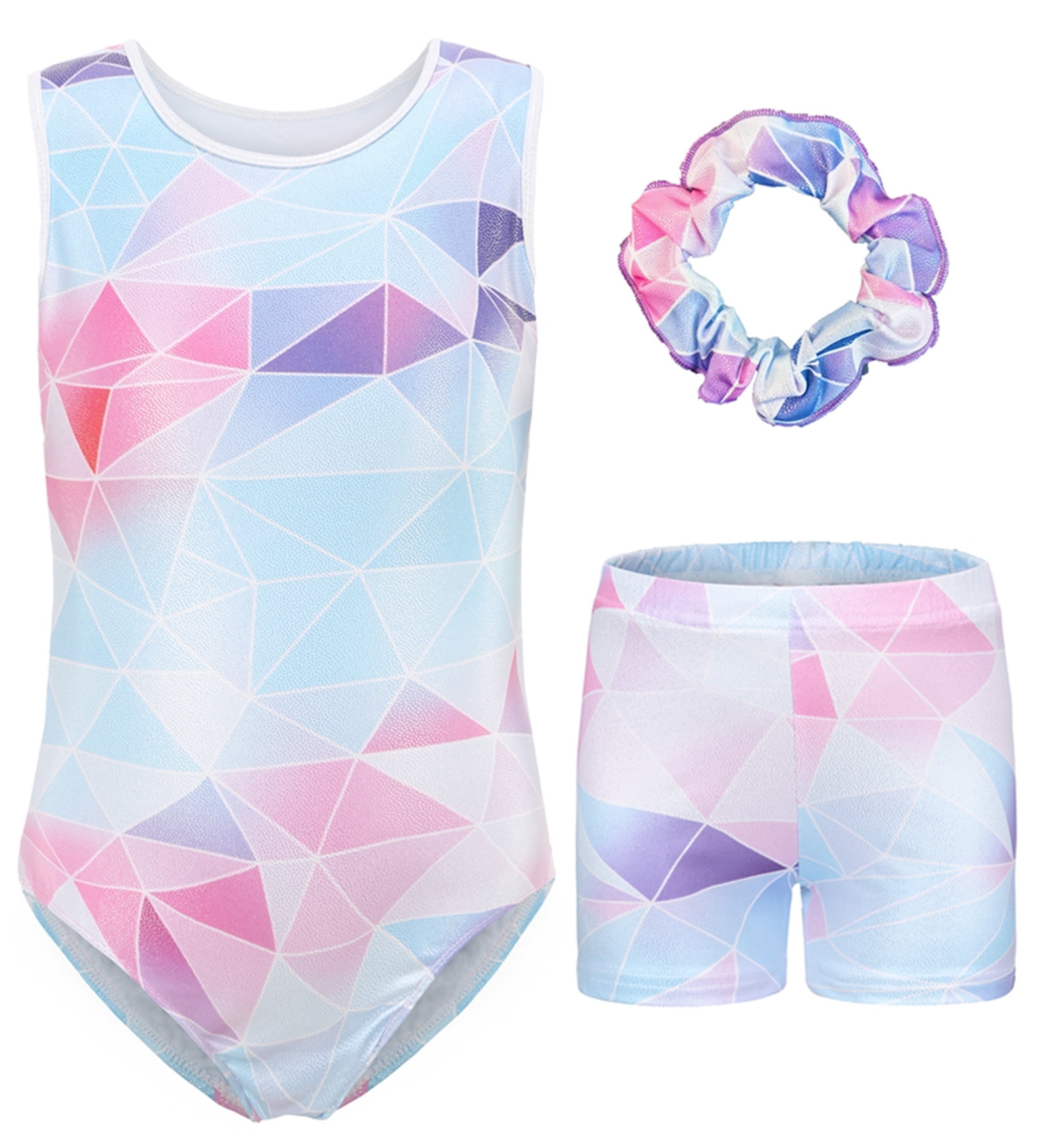 Girls' Leotard Gymnastics Dance Shorts Headband Set Kids Gymnastics ...