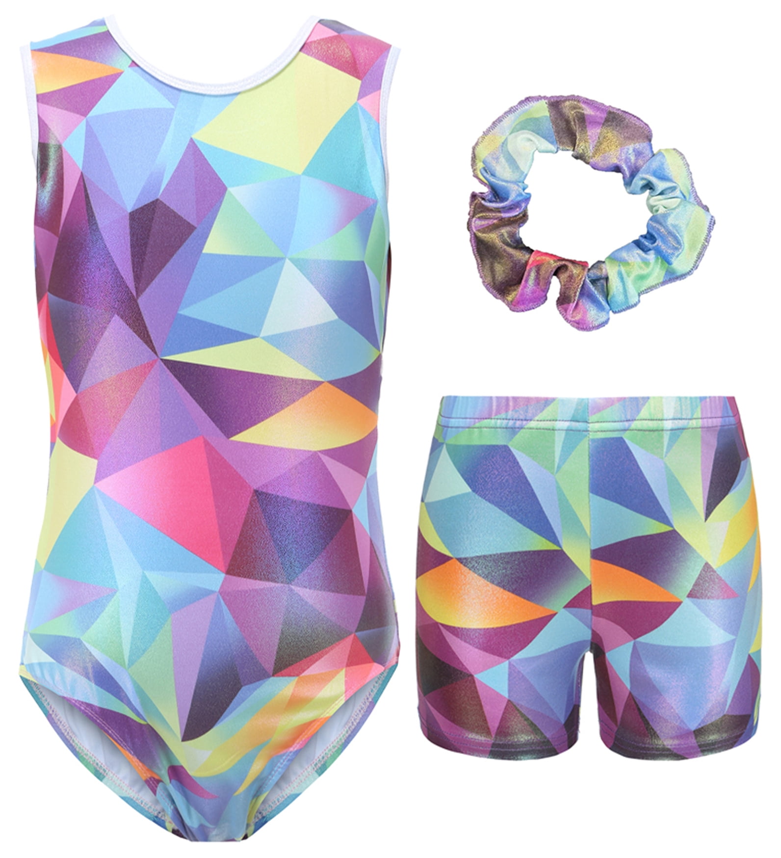 Girls' Leotard Gymnastics Dance Shorts Headband Set Kids Gymnastics ...