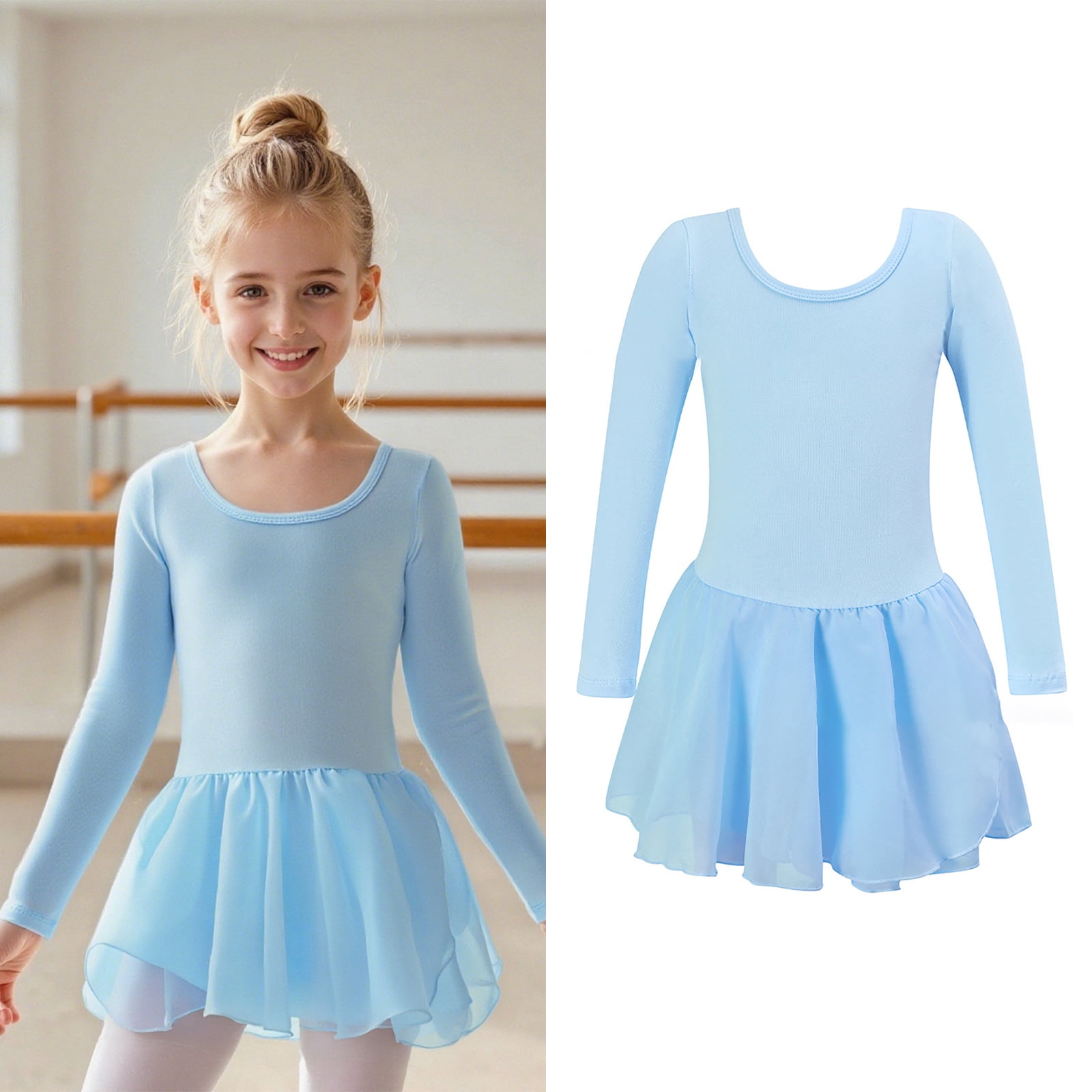 Girls Leotards for Ballet Classic Long Sleeve Blue Girls Leotards for ...