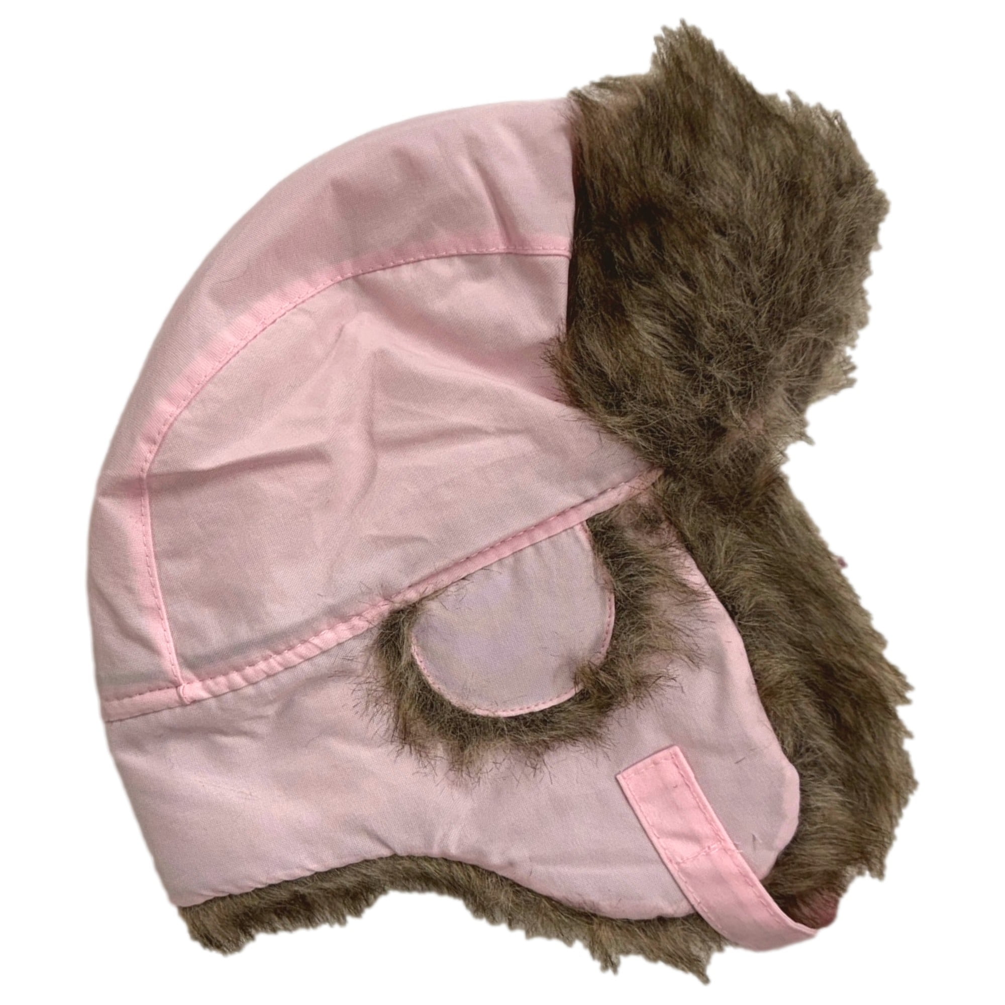 Girls Light Pink Trapper Hat Plush Trim - Walmart.com
