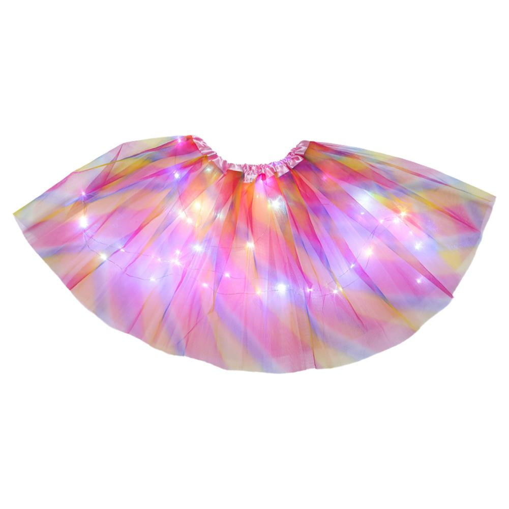 Girls Light Up LED Sequin Ballet Tulle Tutu Skirt Party Fairy Costume ...