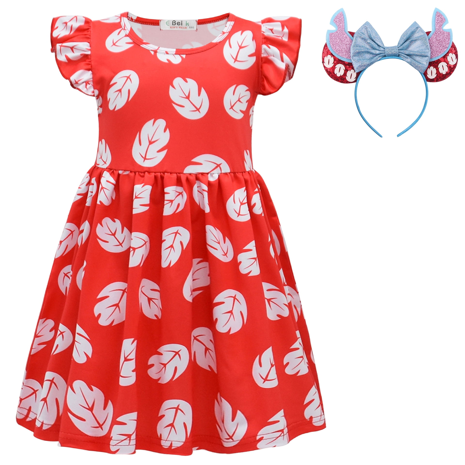 Girls Hawaiian Cosplay Dress Costume Short Sleeve Leaf Casual Daily ...