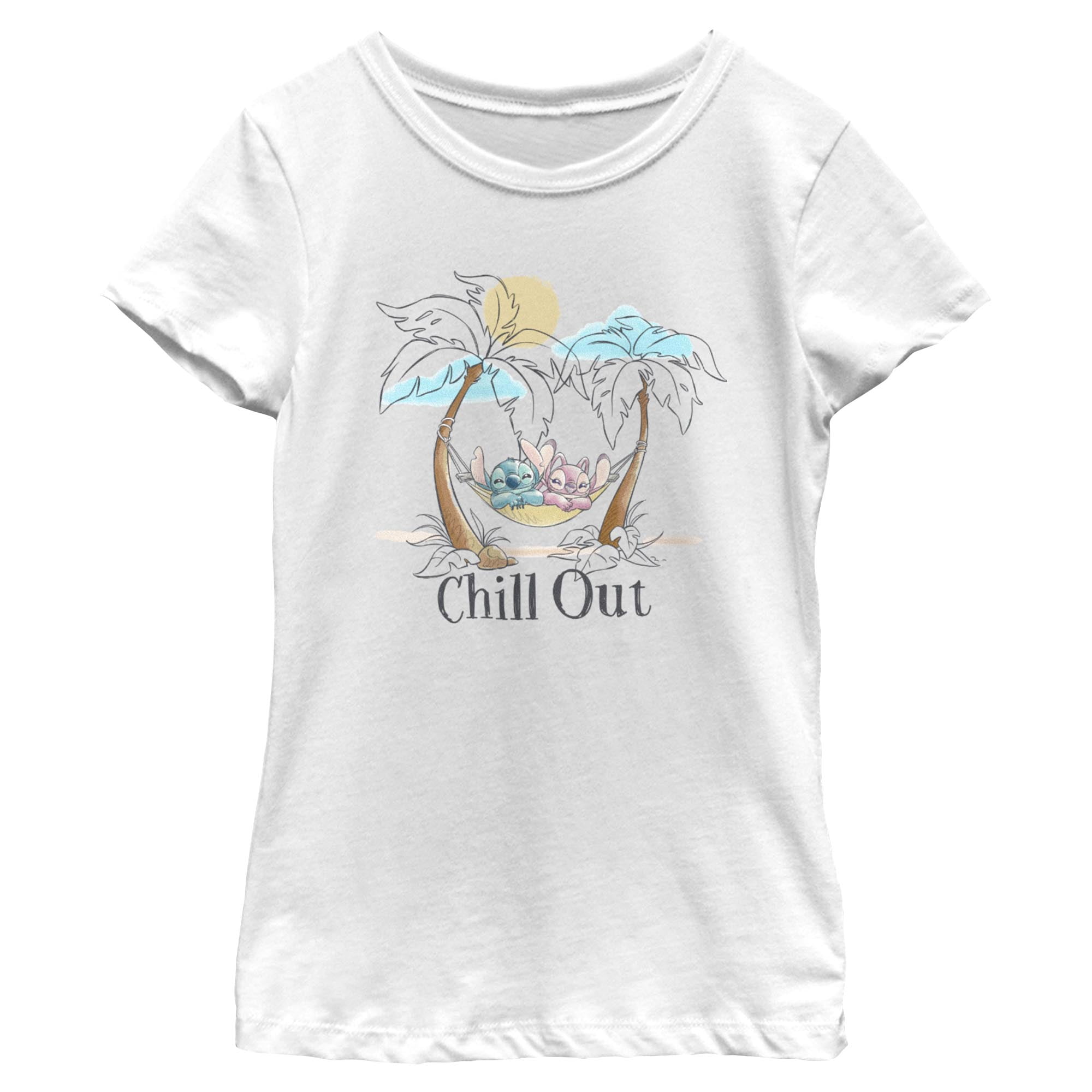 Girls Lilo & Stitch Alien Couple Chill Out T Shirt - Walmart.com