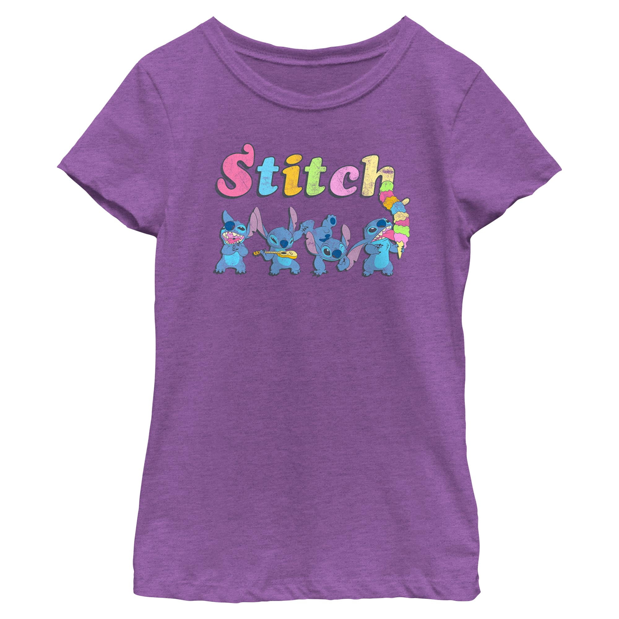 Girls Lilo & Stitch Colorful Action Poses Stitch T Shirt - Walmart.com