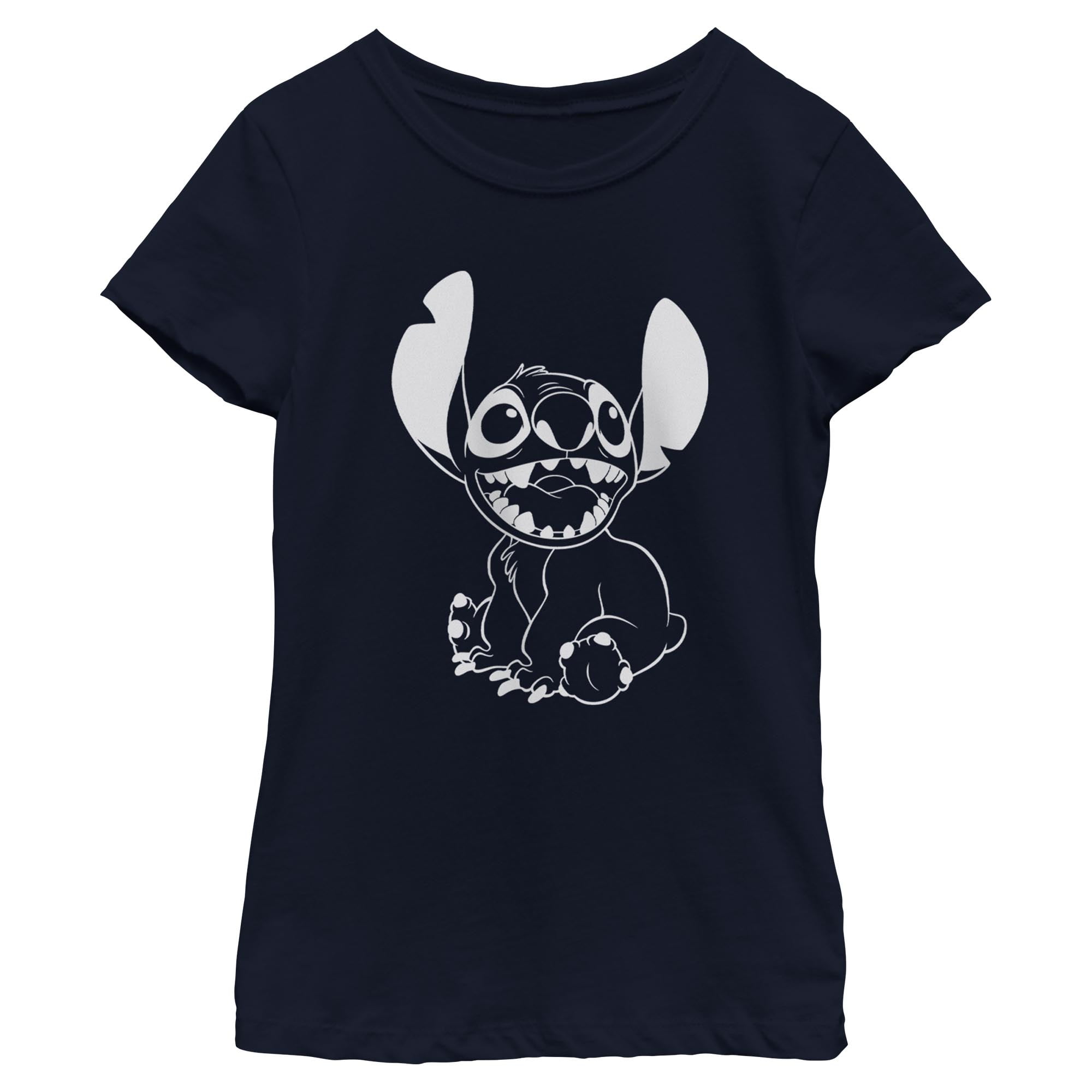 Girls Lilo & Stitch Negative Black and White T Shirt - Walmart.com