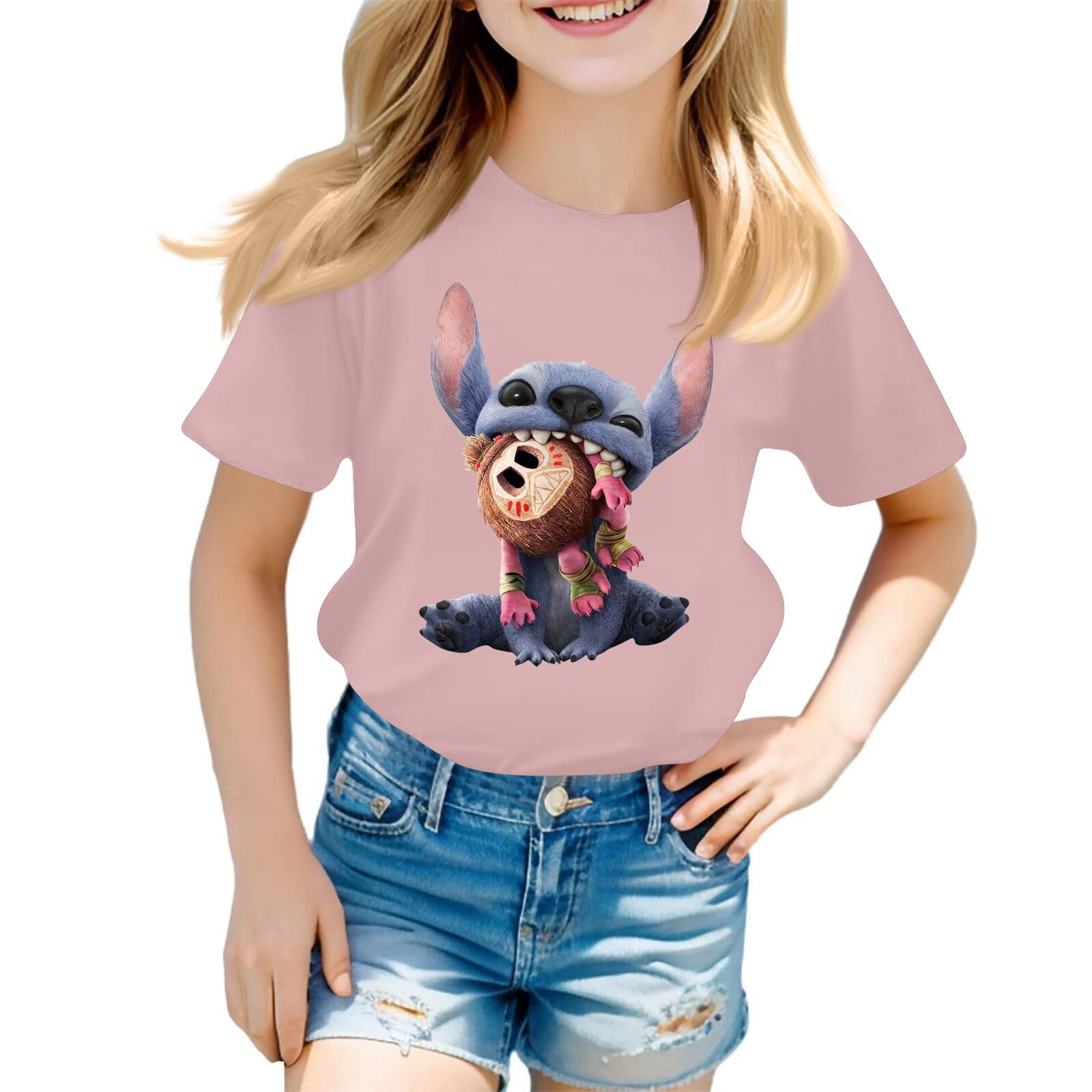 Girls' Lilo & Stitch Stitch & Angel Glitter Graphic Tee with ...