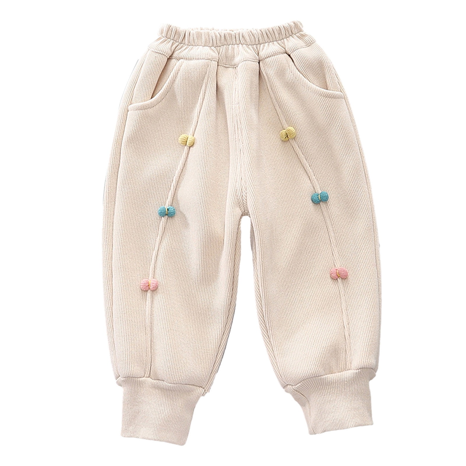 Girls Lined Jogger Pants with Pockets Soft Warm Sweatpants for Toddler ...