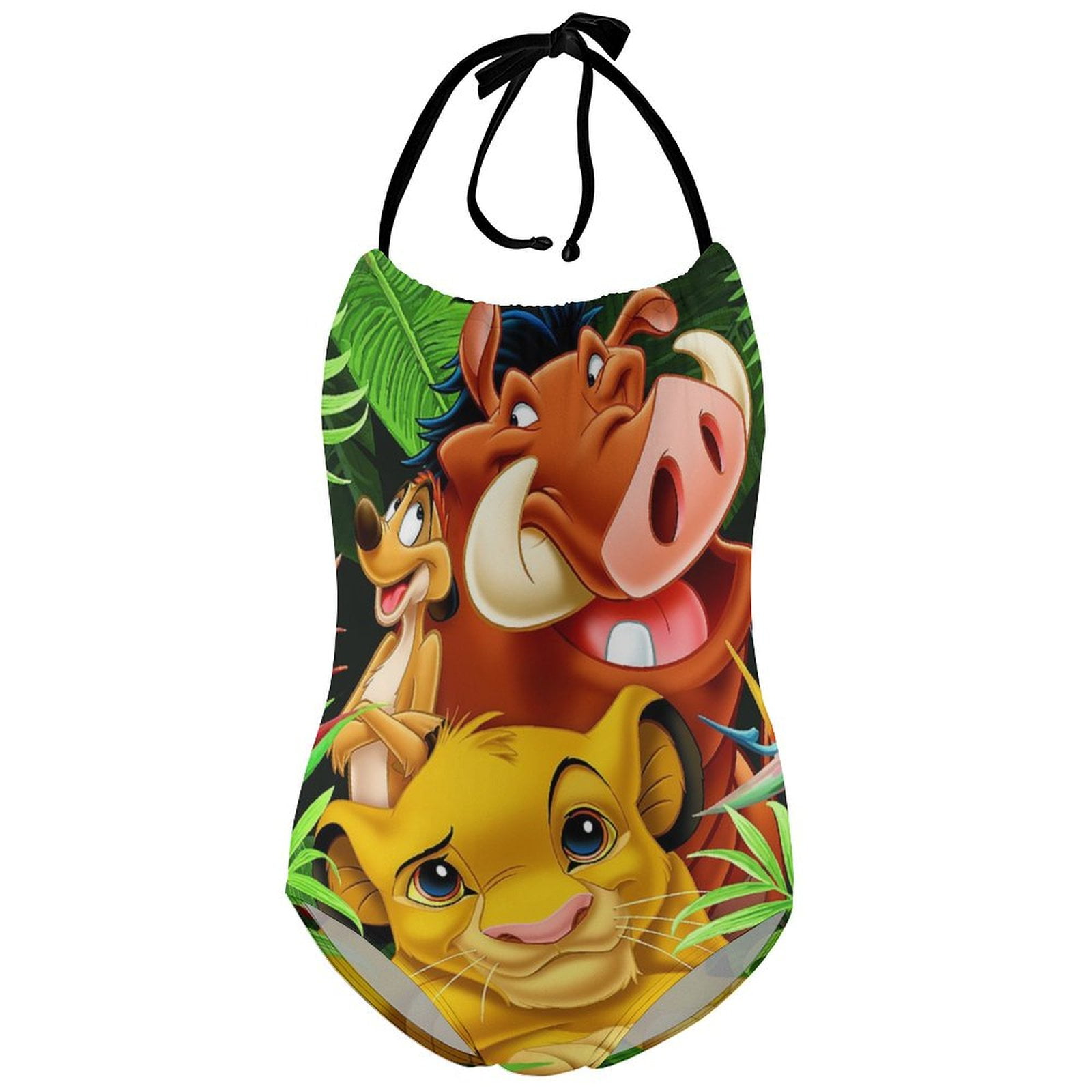 Girls Lion Kin Bathing Suit One Piece Halter Neck Strap Swimwear ...