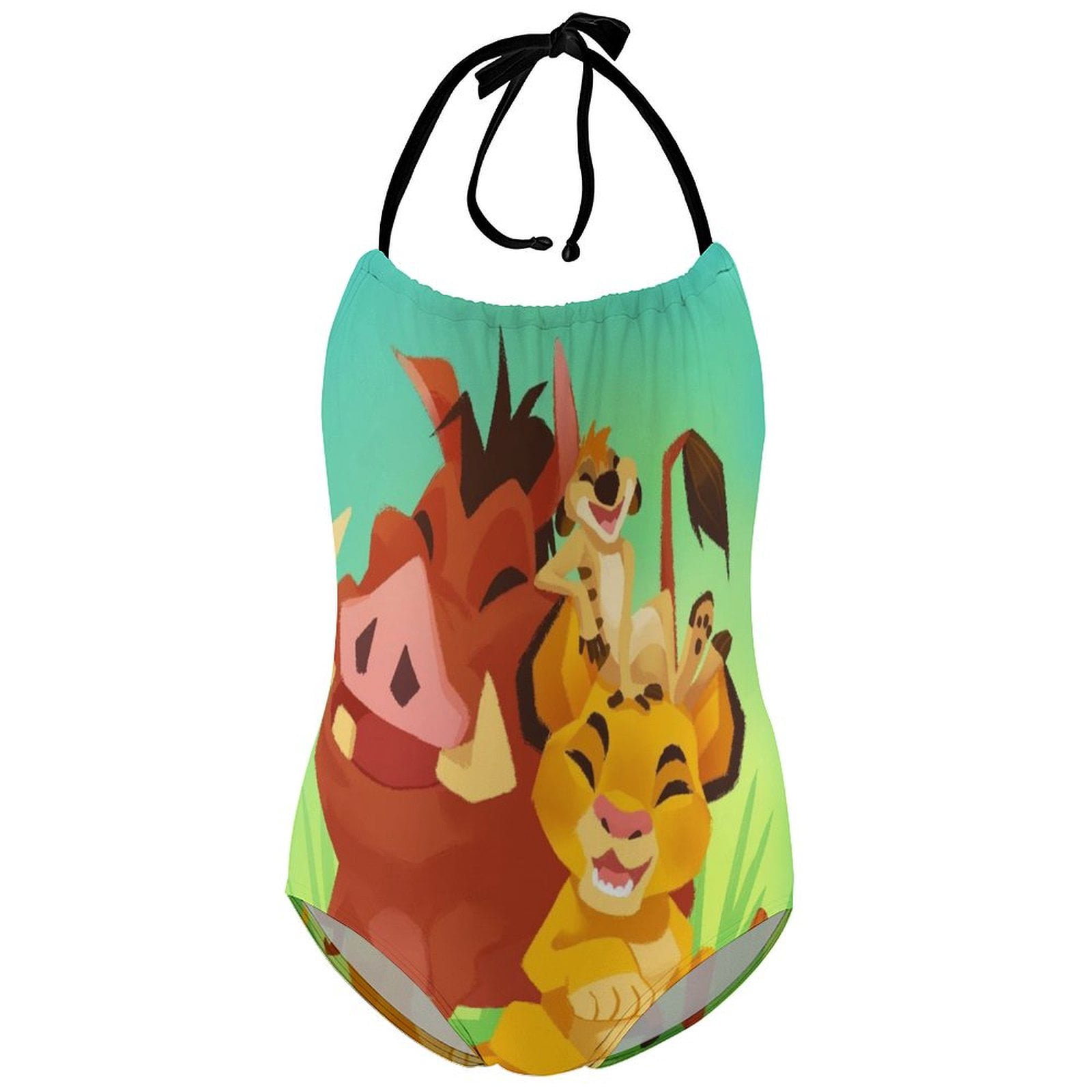 Girls Lion Kin Bathing Suit One Piece Halter Neck Strap Swimwear ...