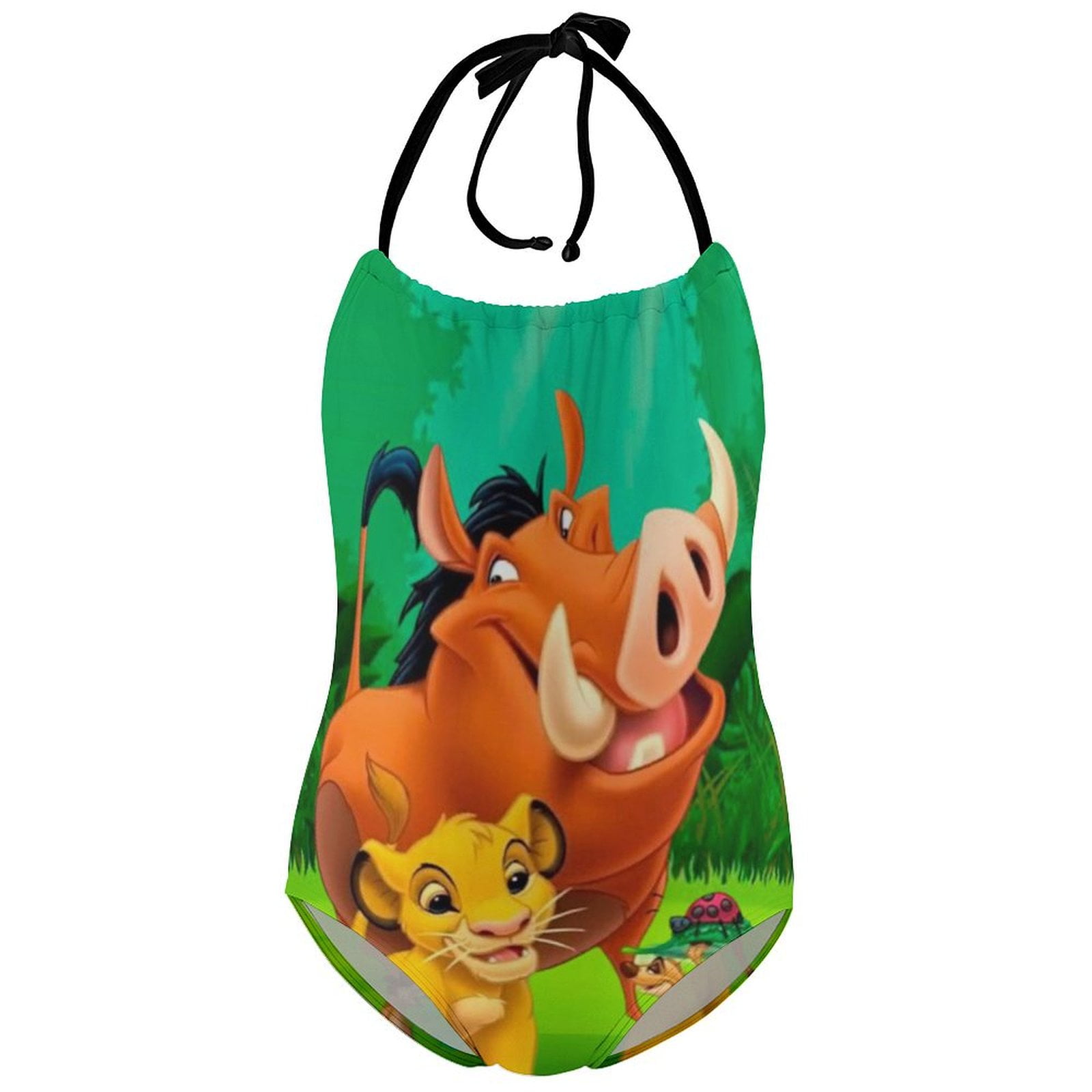 Girls Lion Kin Bathing Suit One Piece Halter Neck Strap Swimwear ...