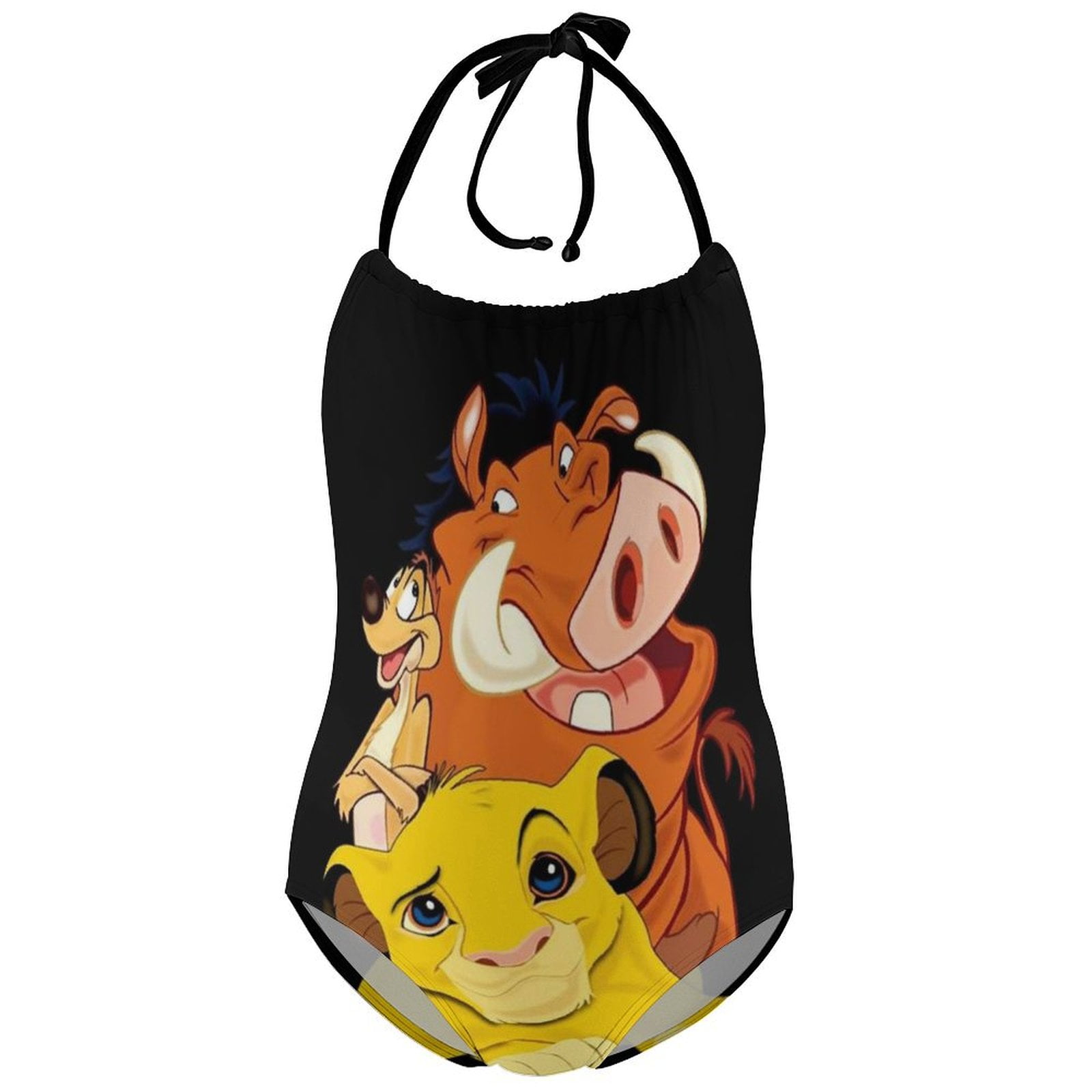 Girls Lion Kin Bathing Suit One Piece Halter Neck Strap Swimwear ...