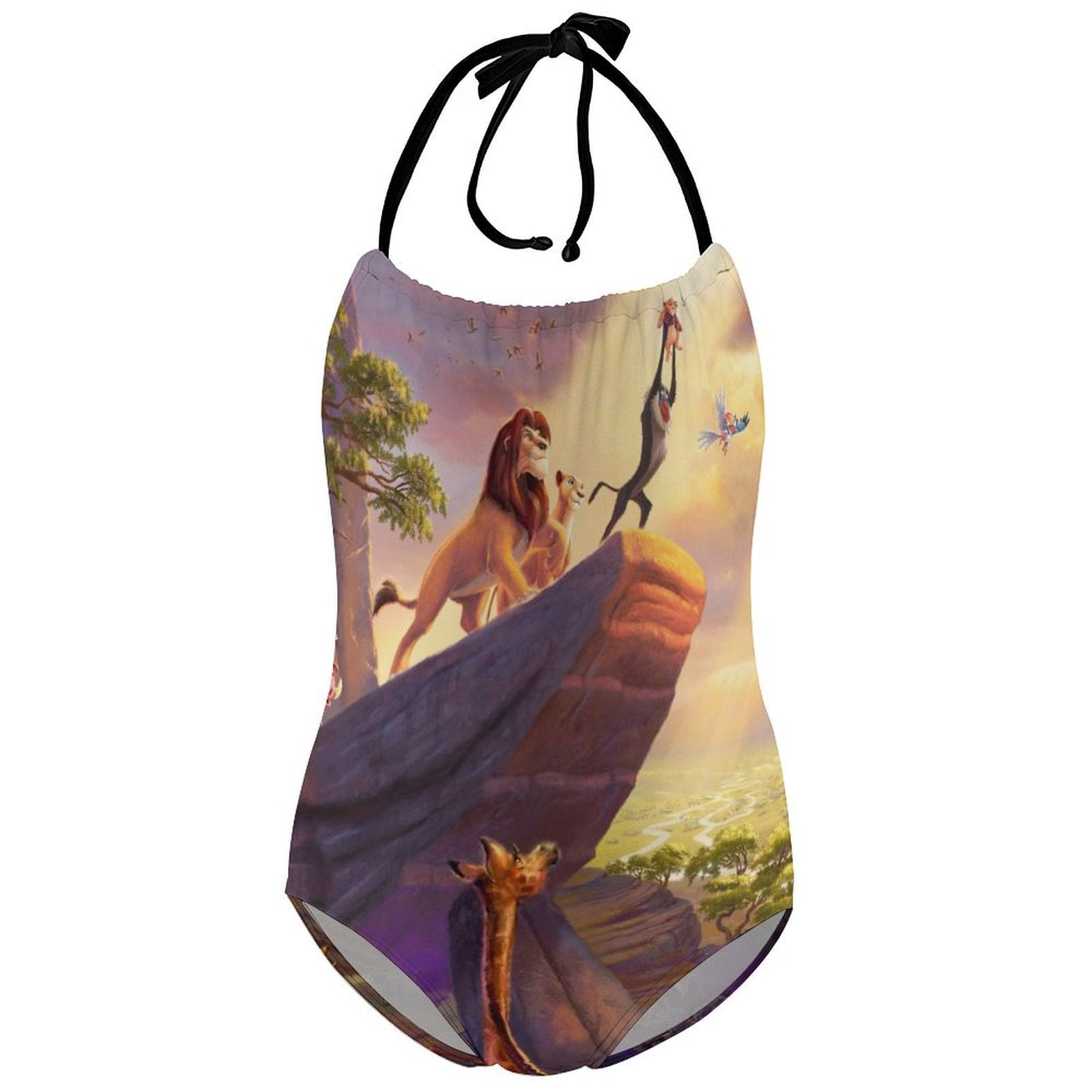 Girls Lion Kin Bathing Suit One Piece Halter Neck Strap Swimwear ...