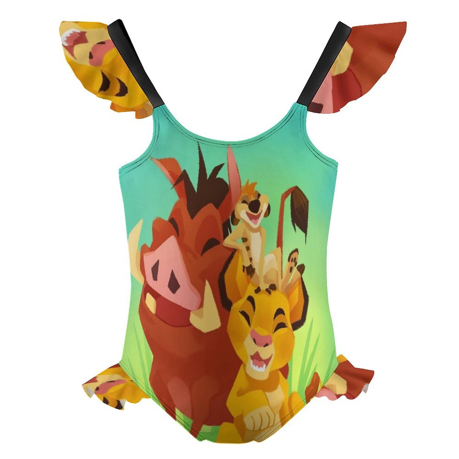 Girls Lion Kin One Piece Swimsuit Kids Cute Ruffle Bathing Suit Cartoon ...