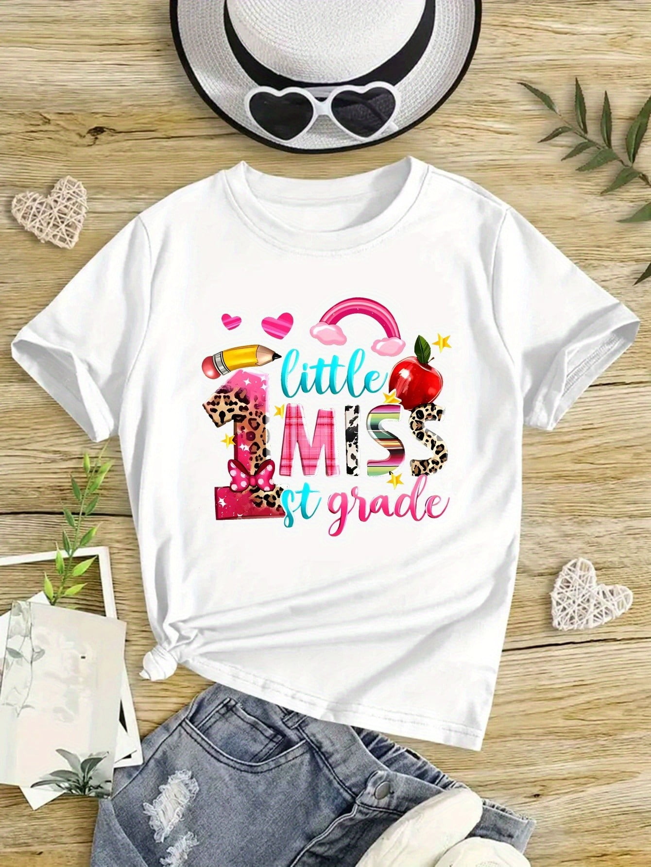 Girls' Little 1st Grade T-Shirt - Cotton Crew Neck with Fun Alphabet ...