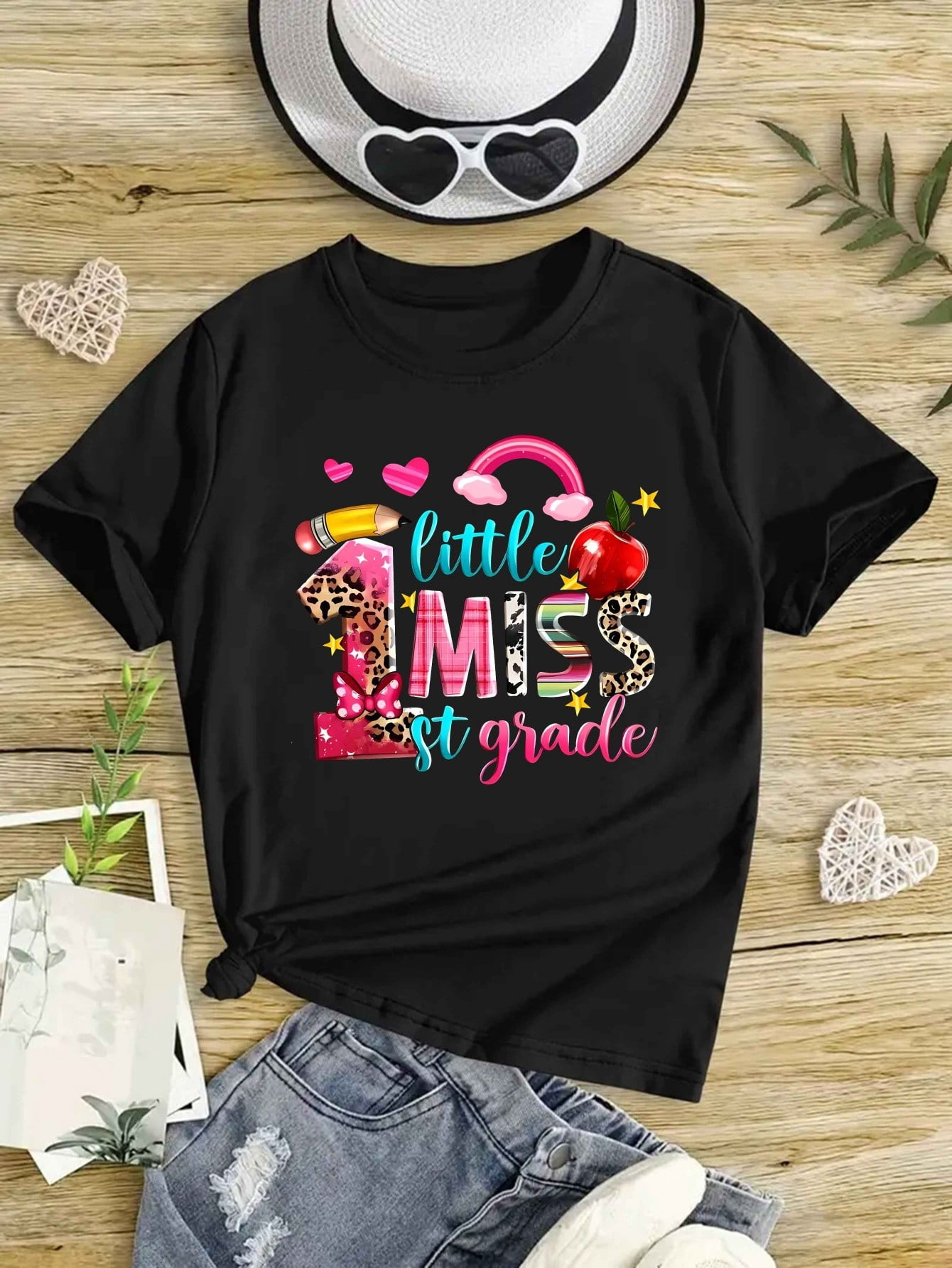 Girls' Little 1st Grade T-Shirt - Cotton Crew Neck with Fun Alphabet ...