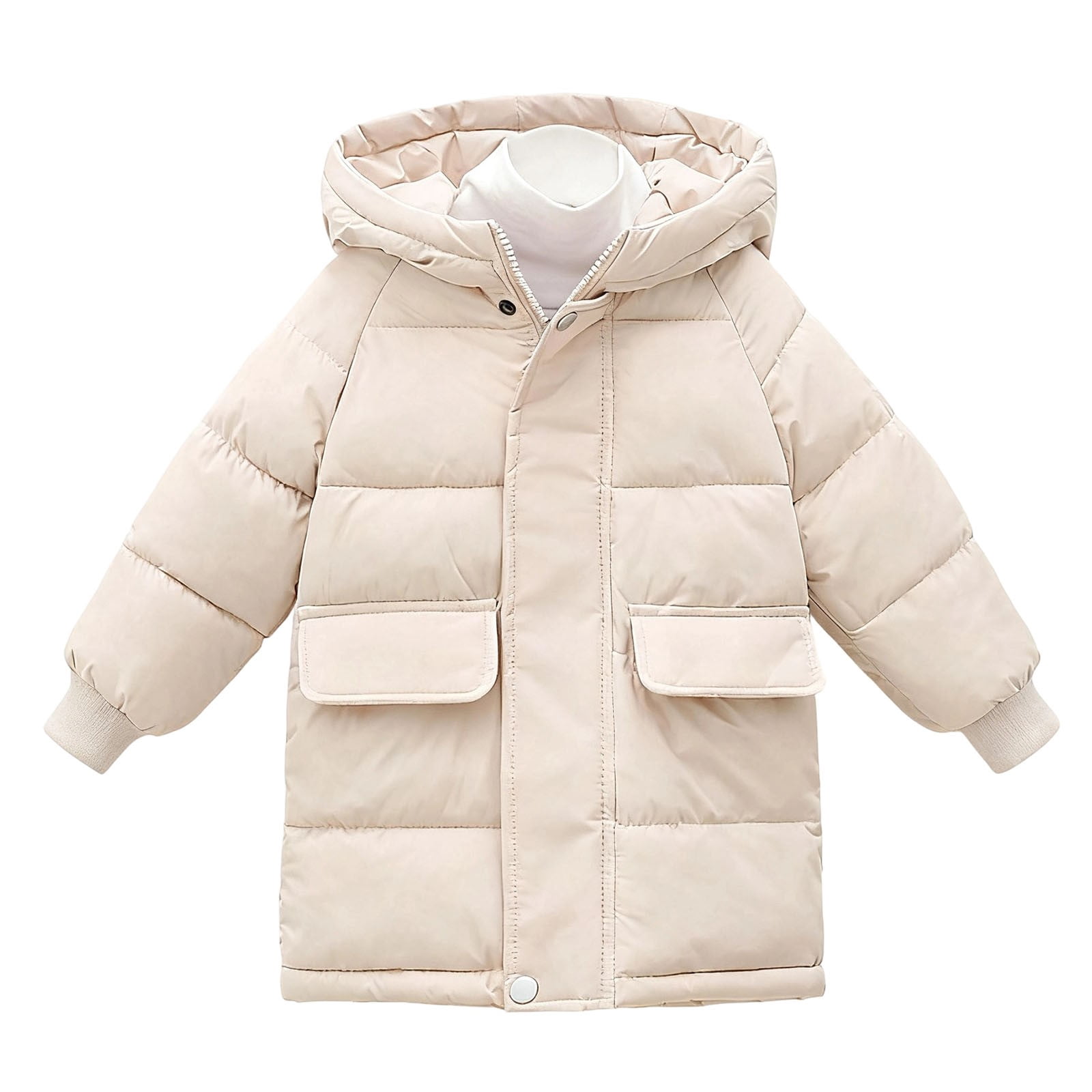 Girls Long Down Coat Winter Warm Insulated Mid Length Jacket with Hood ...