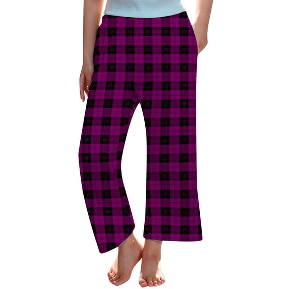 Girls Long Pants Soft Plaid Print Flannel Sleepwear Loungewear ...