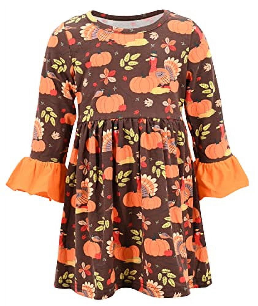 Girls Long Sleeve Autumn Turkey Thanksgiving Dress Outfit Clothes (5Y ...
