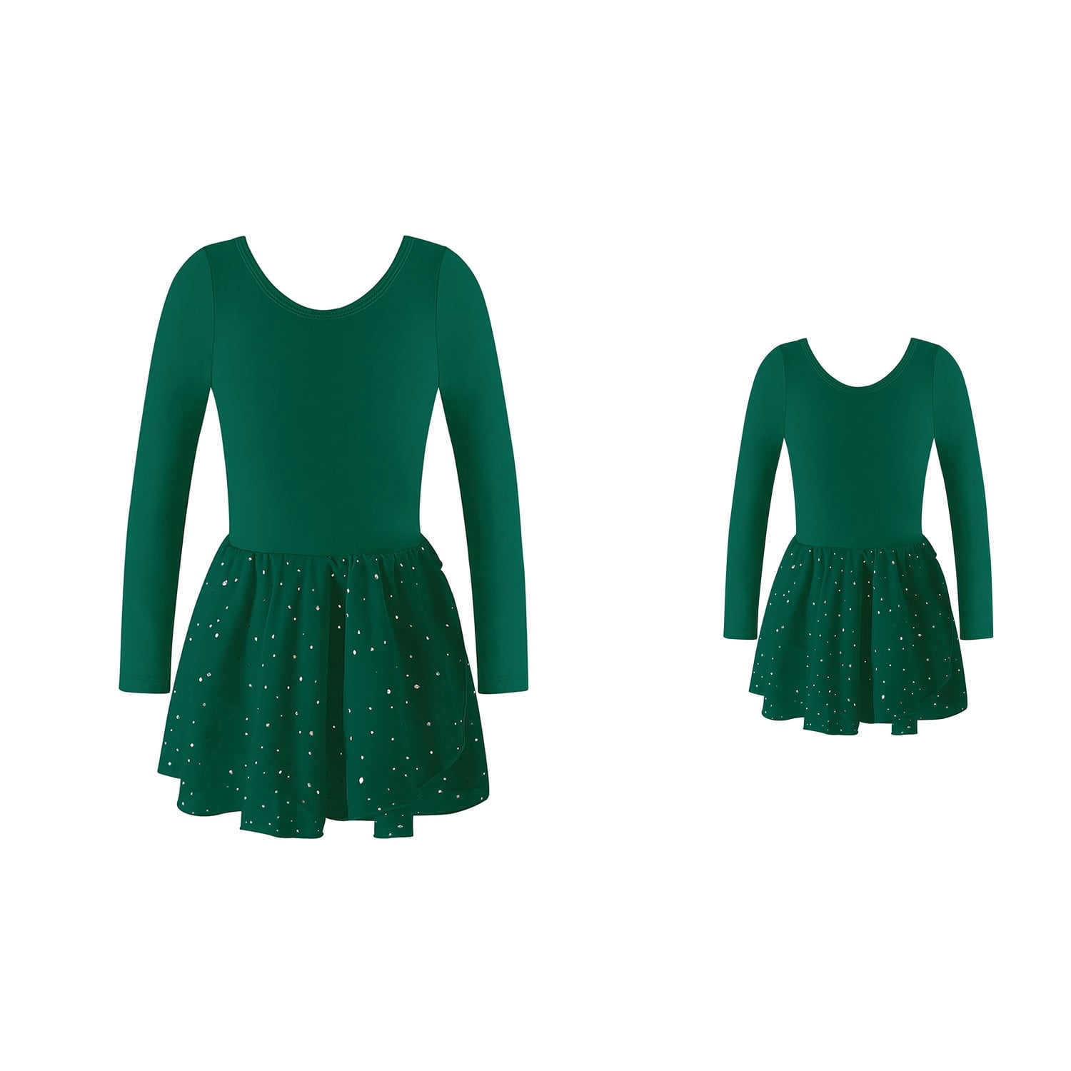 Girls Long Sleeve Ballet Leotard with Back Straps & Sparkly Sequins ...