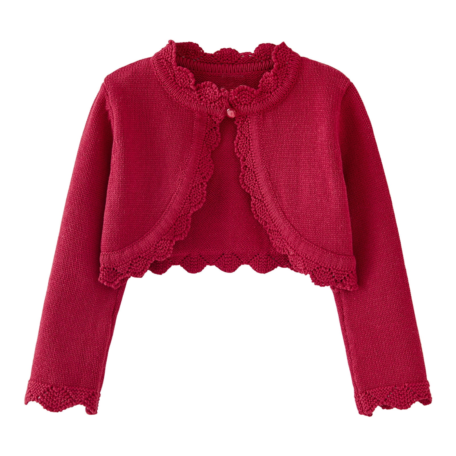 Girls Long Sleeve Cardigan Childrens Kids Bolero Shrug Knitted Cotton ...