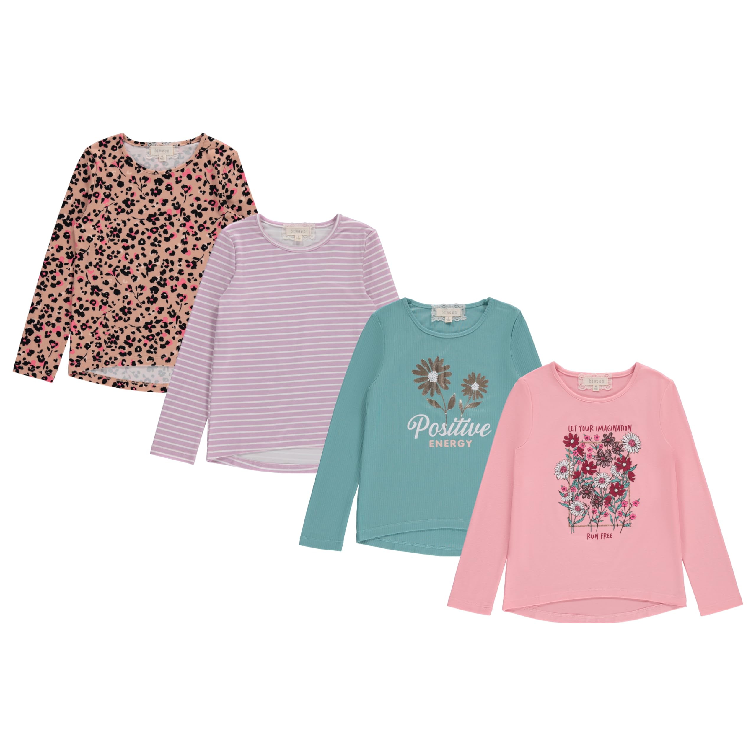 Girls Long Sleeve Fall Graphic Tops, School & Sports Tees, 4 Pack ...