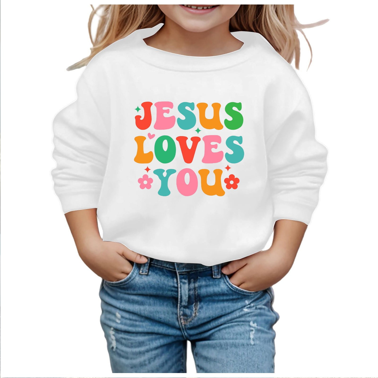 Girls Long Sleeve Graphic Sweatshirt Soft Pullover Top for Kids with ...