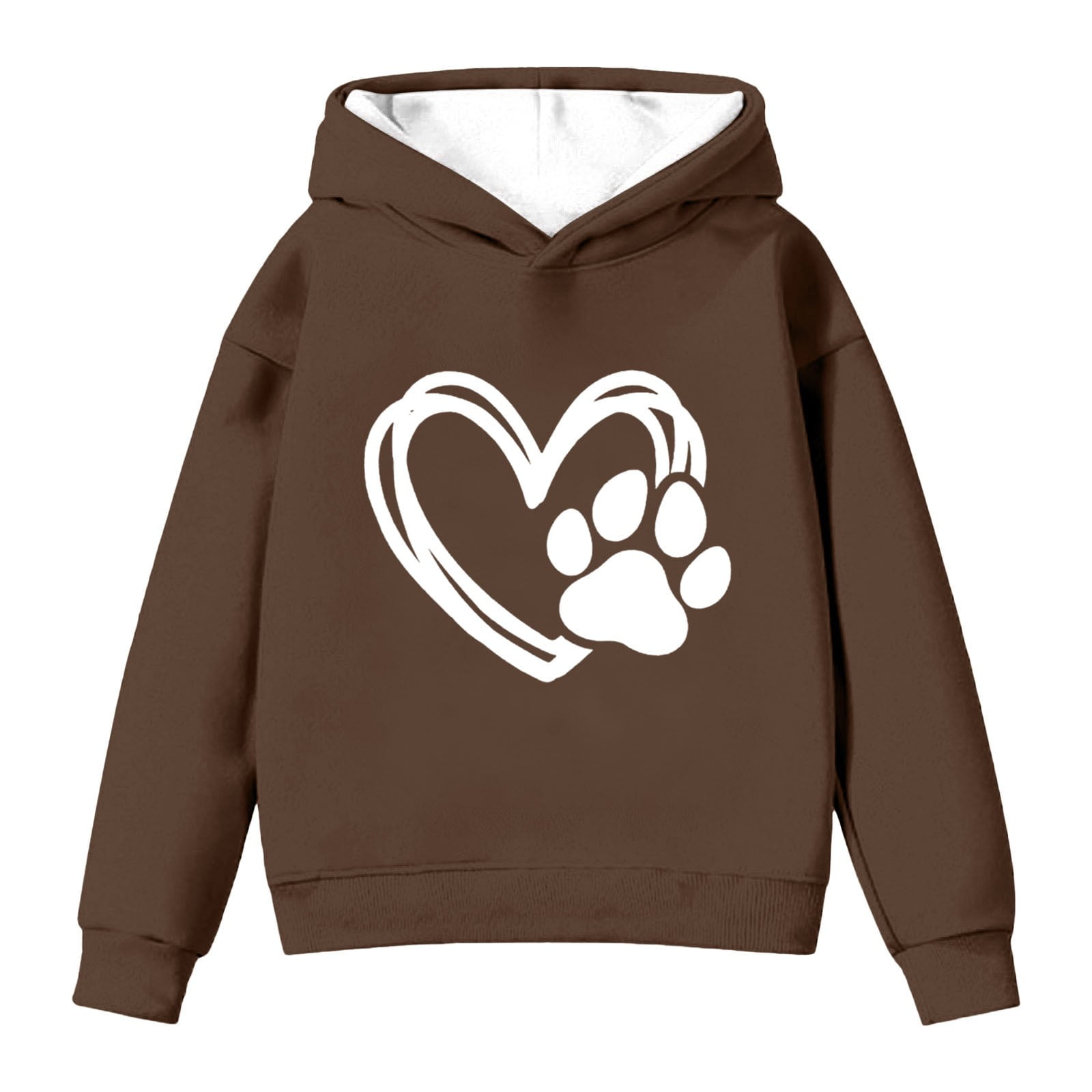 Girls Long Sleeve Hooded Sweatshirt with Cute Puppy Heart Print Casual ...