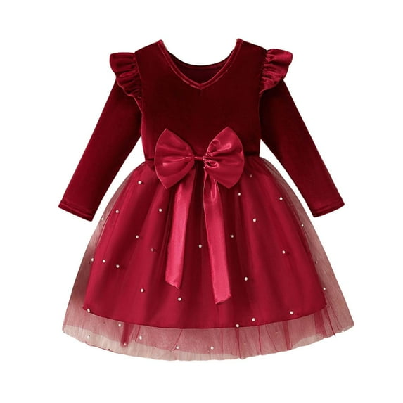 Girls Long Sleeve Party Dress Girls Sparkling Star Gown Spring Cute Mal ...