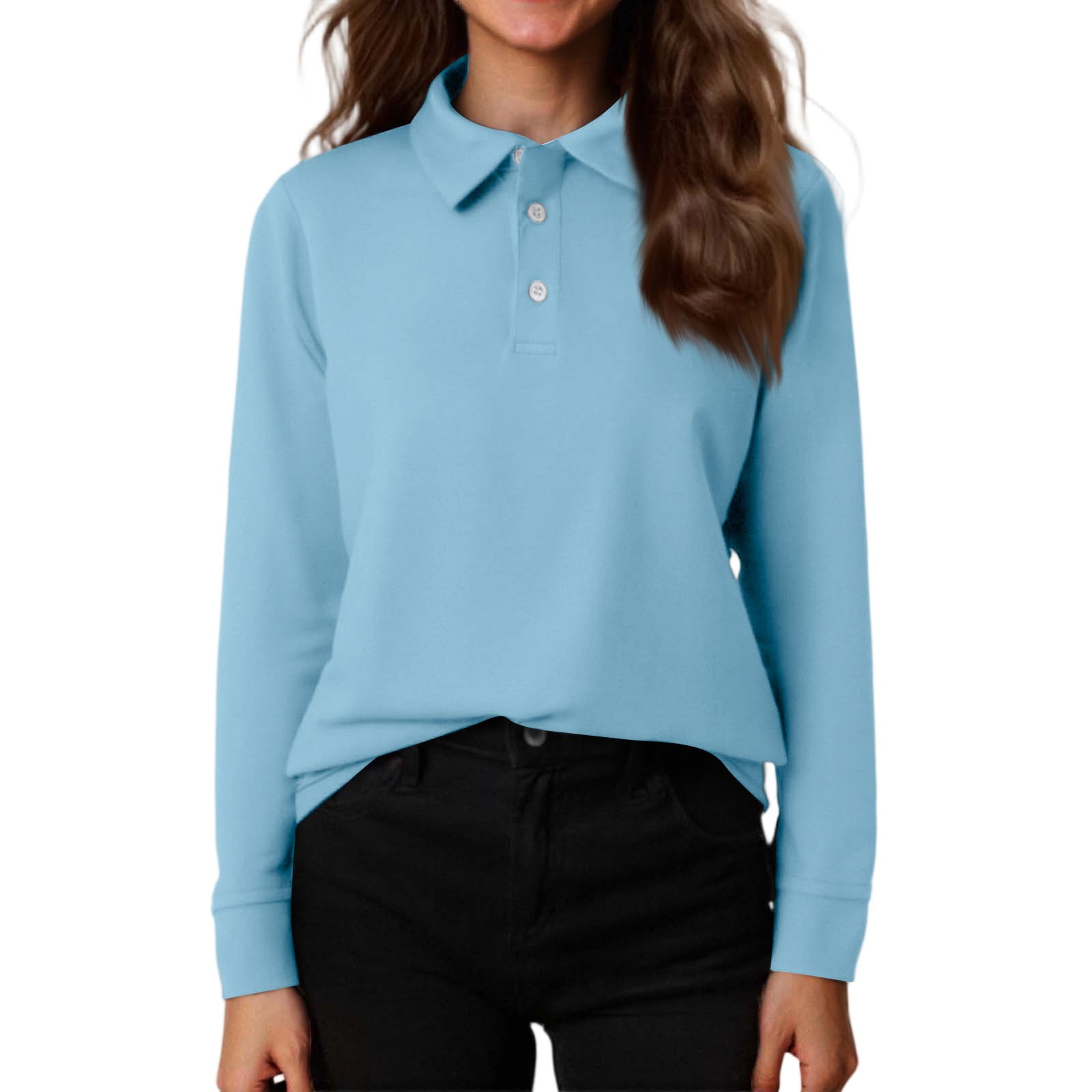 Girls' Long Sleeve Polo Shirt Casual Spring Collared Top Basic School ...