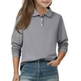 Girls Long Sleeve Polo Shirts Kids Peter Pan Collar School Uniform ...