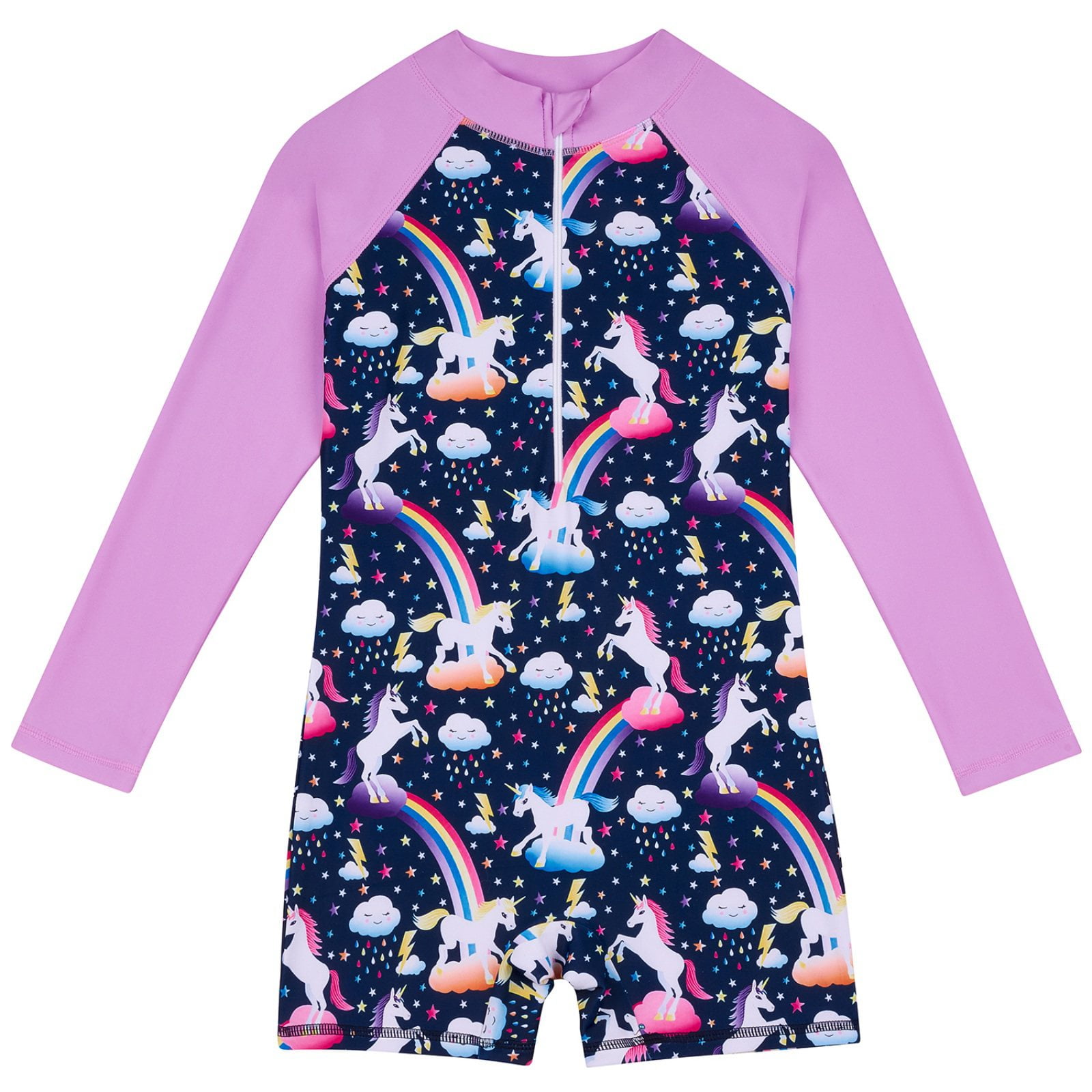 Girls Long Sleeve Rash Guard One Piece Swimsuit Kids UPF 50+ Sun ...