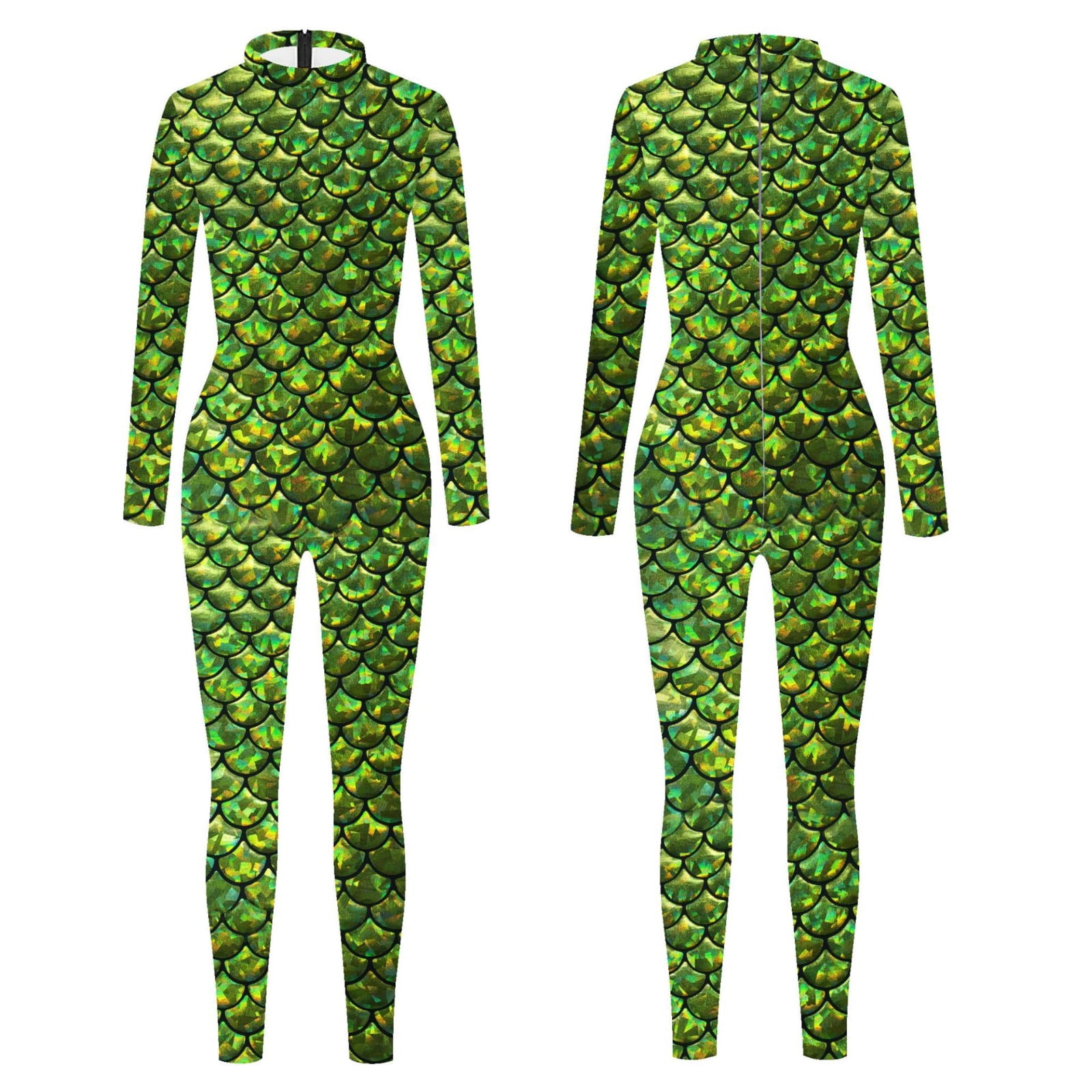 Girls Long Sleeve Sequin Scale Print Romper Jumpsuit Bodysuit with Snap ...