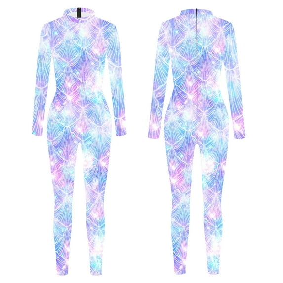 Girls Long Sleeve Sequin Scale Print Romper Jumpsuit Bodysuit with Snap ...