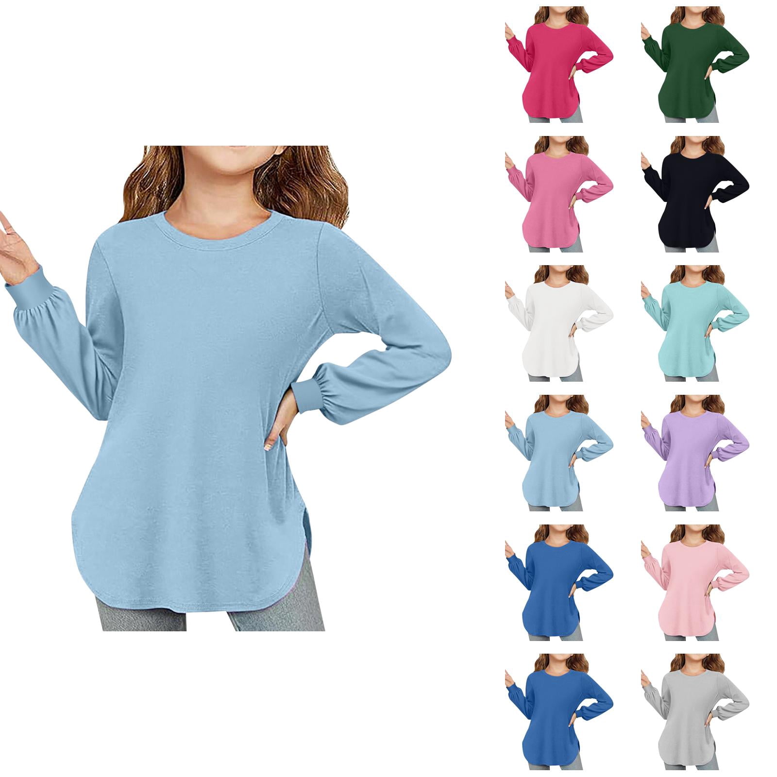 Girls Long Sleeve Shirts 2025 Trendy Spring Fall Crewneck Lantern ...