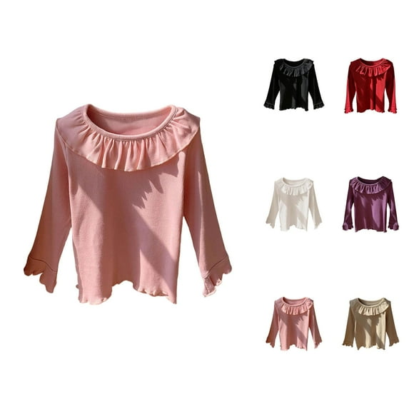 Girls Long Sleeve Shirts 2026 Spring Fall Cute Knitted Lapel Collared ...