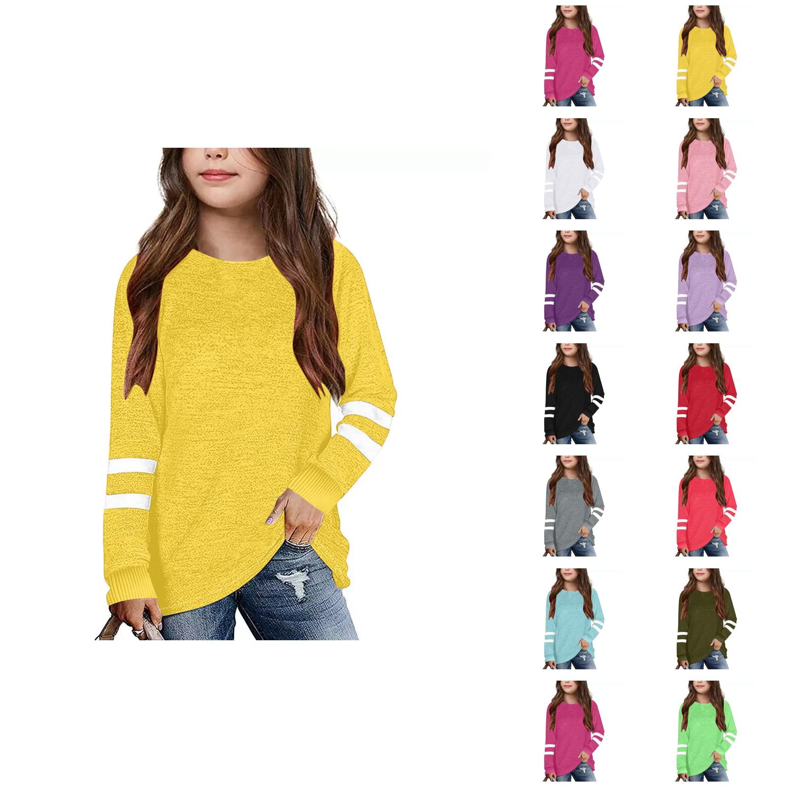 Girls Long Sleeve Shirts 2026 Trendy Spring Fall Cute Crew Neck Color ...