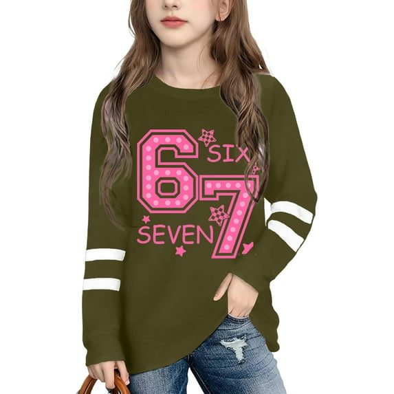 Girls Long Sleeve Shirts Basic Winter 67 Graphic Crewneck Fall Winter ...