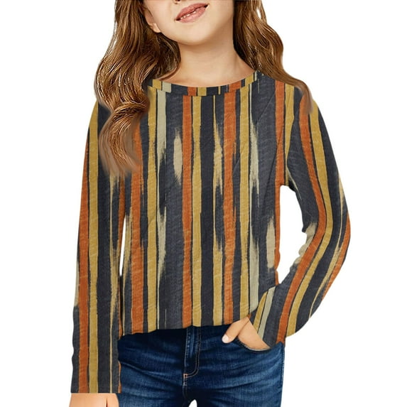 Girls Long Sleeve Shirts Kids Crewneck Layering Tunic Tops Fashion ...