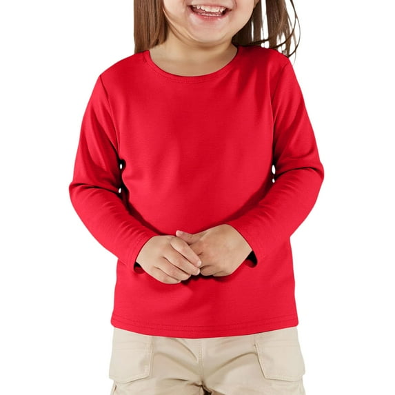 Girls Long Sleeve Shirts Kids Crewneck Soft Cotton Fall Tops Girls ...